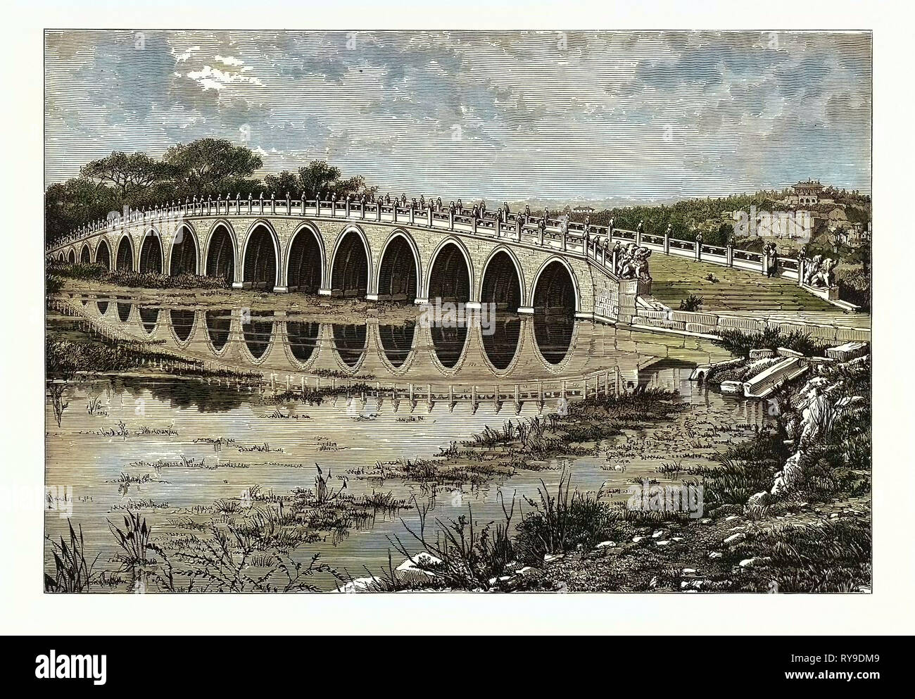 The Marble Bridge of Seventeen Arches Leading to the Island in the Lake ...