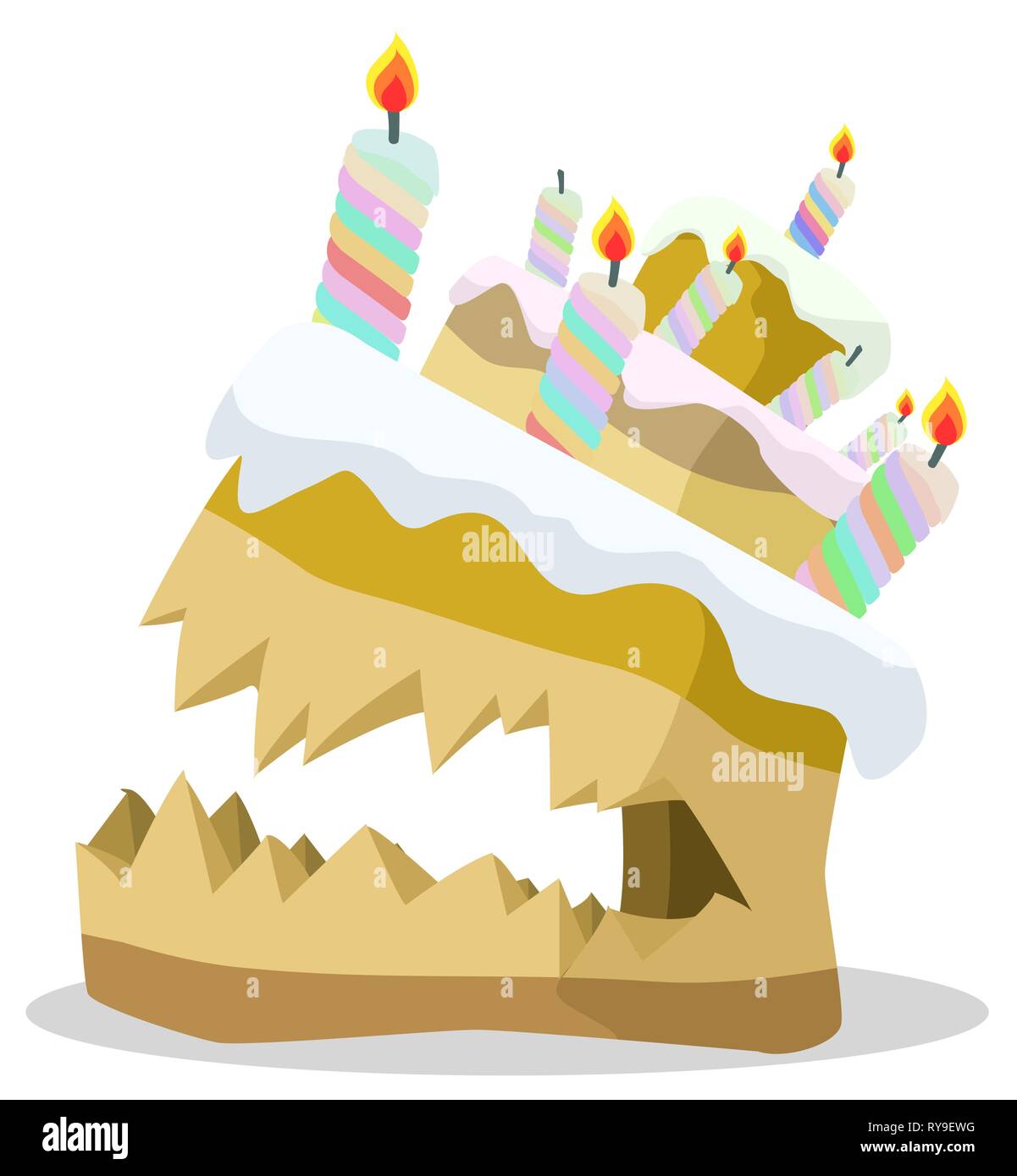 Angry cake humorous surreal, vector cartoon color illustration design ...