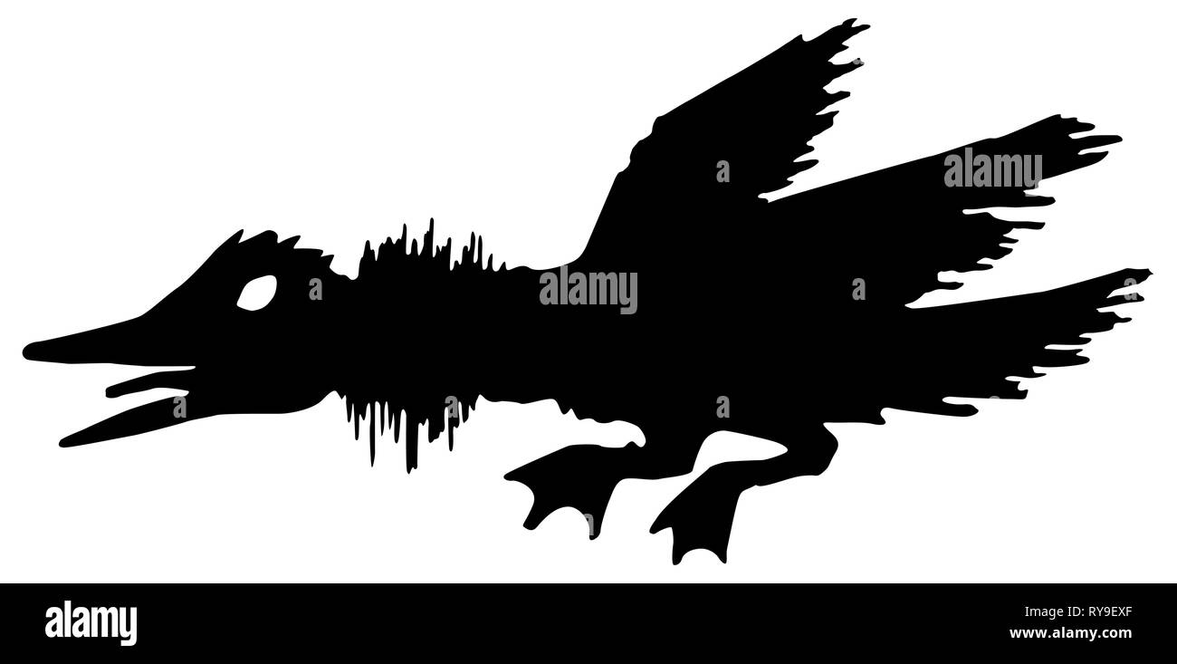 Angry duck stencil black, vector illustration, horizontal, isolated ...