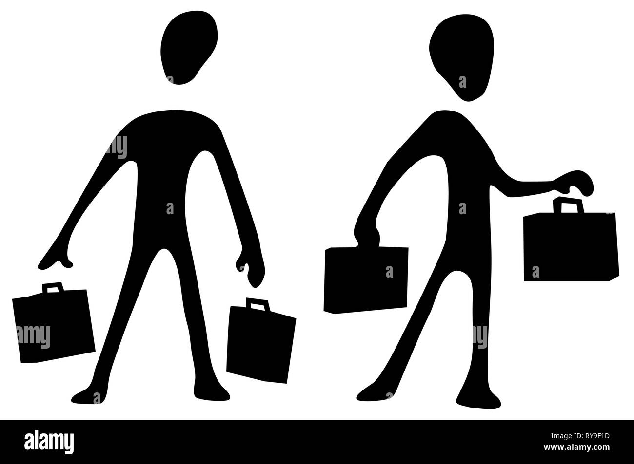 Bag briefcase carrying figure stencils black, vector illustration ...