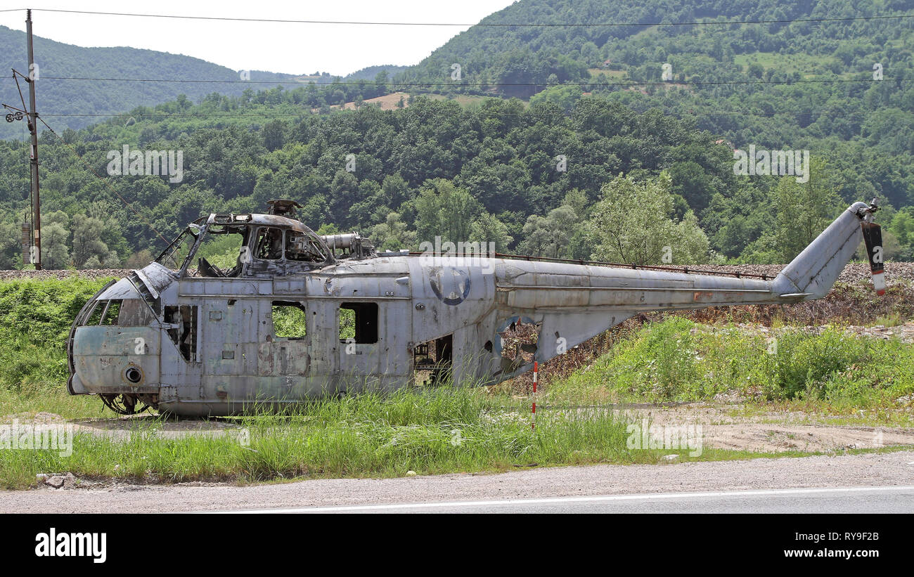 Damged Helicopter Aircraft for Recycling Scrap Metal Stock Photo - Alamy