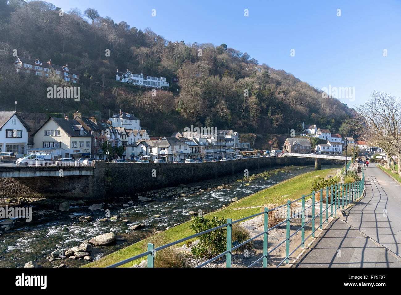 Lynmouth, North Devon, England, UK. March 2019. Lynmouth and the West ...