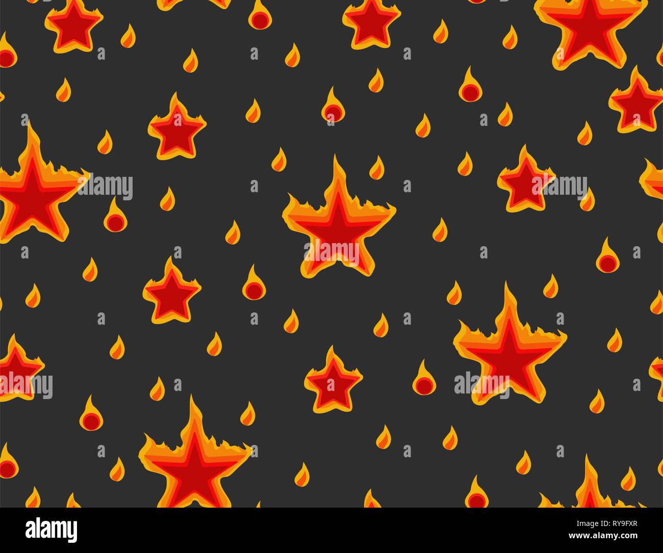 Burning stars over dark grey, seamless texture pattern, color vector ...