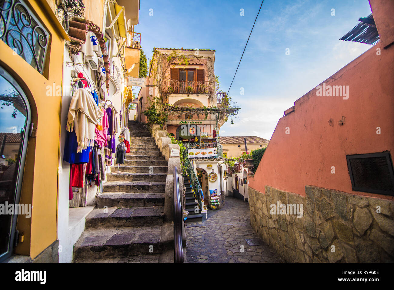 Positano, Italy - November, 2018: Beautiful houses and street in ...