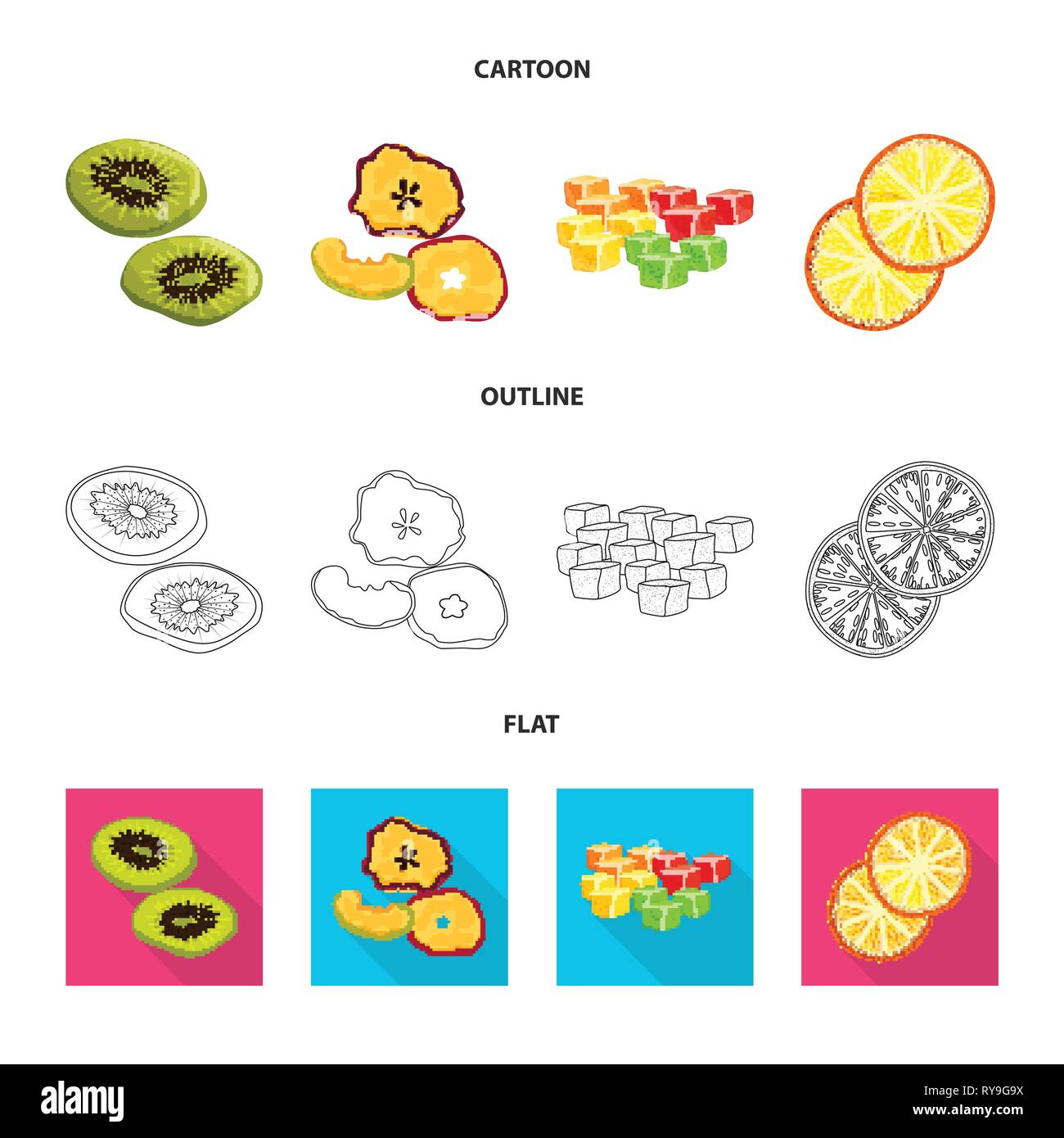 Vector illustration of food and raw logo. Set of food and nature stock ...