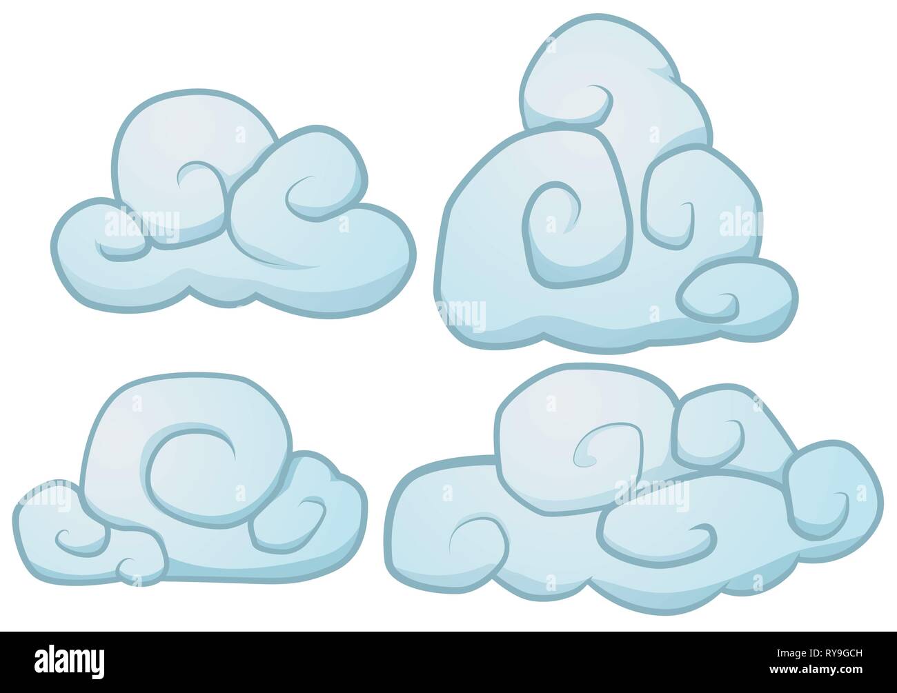 Clouds four types design element set, isolated vector, horizontal Stock ...