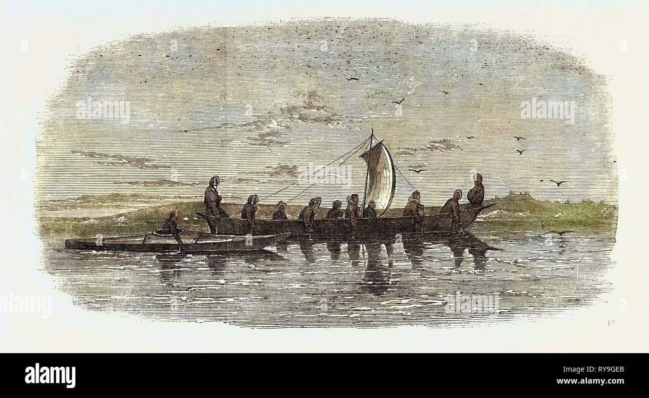 Skin Boats Used by the Natives of Point Barrow Stock Photo - Alamy