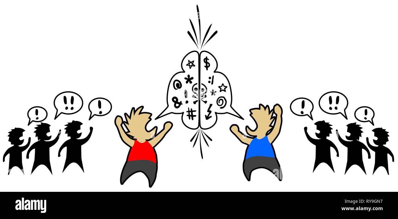 Argument conflict two faction representatives clash, vector ...