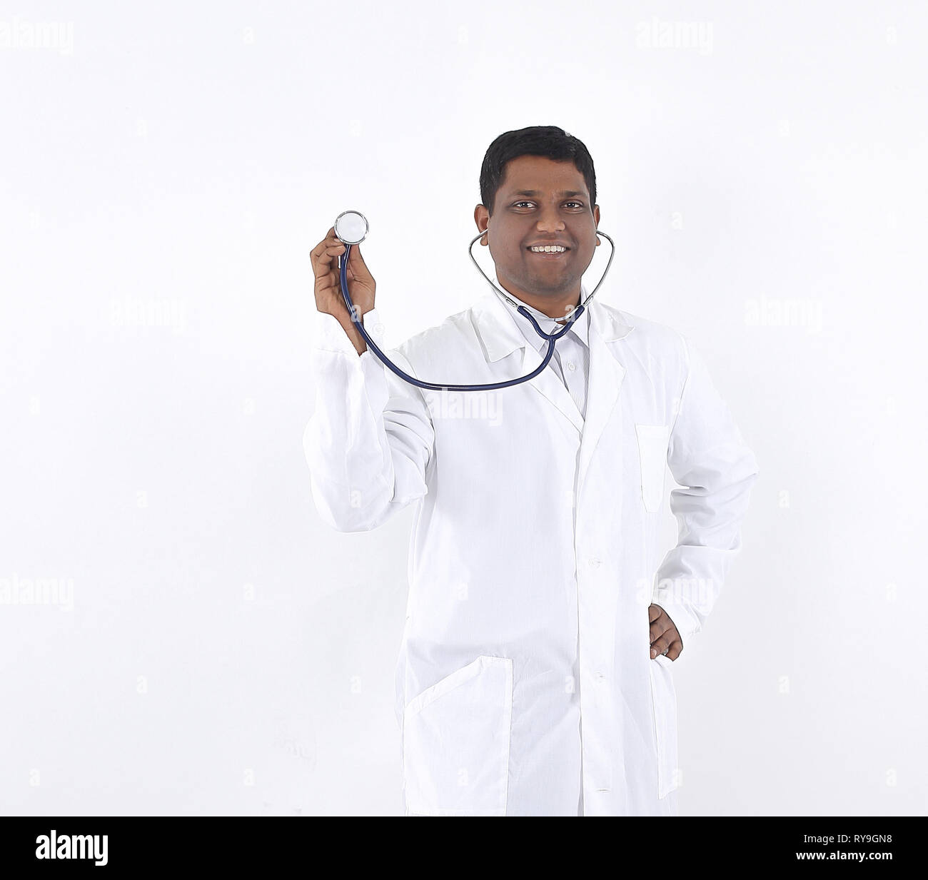 closeup.portrait of a smiling therapist .isolated on a white Stock ...