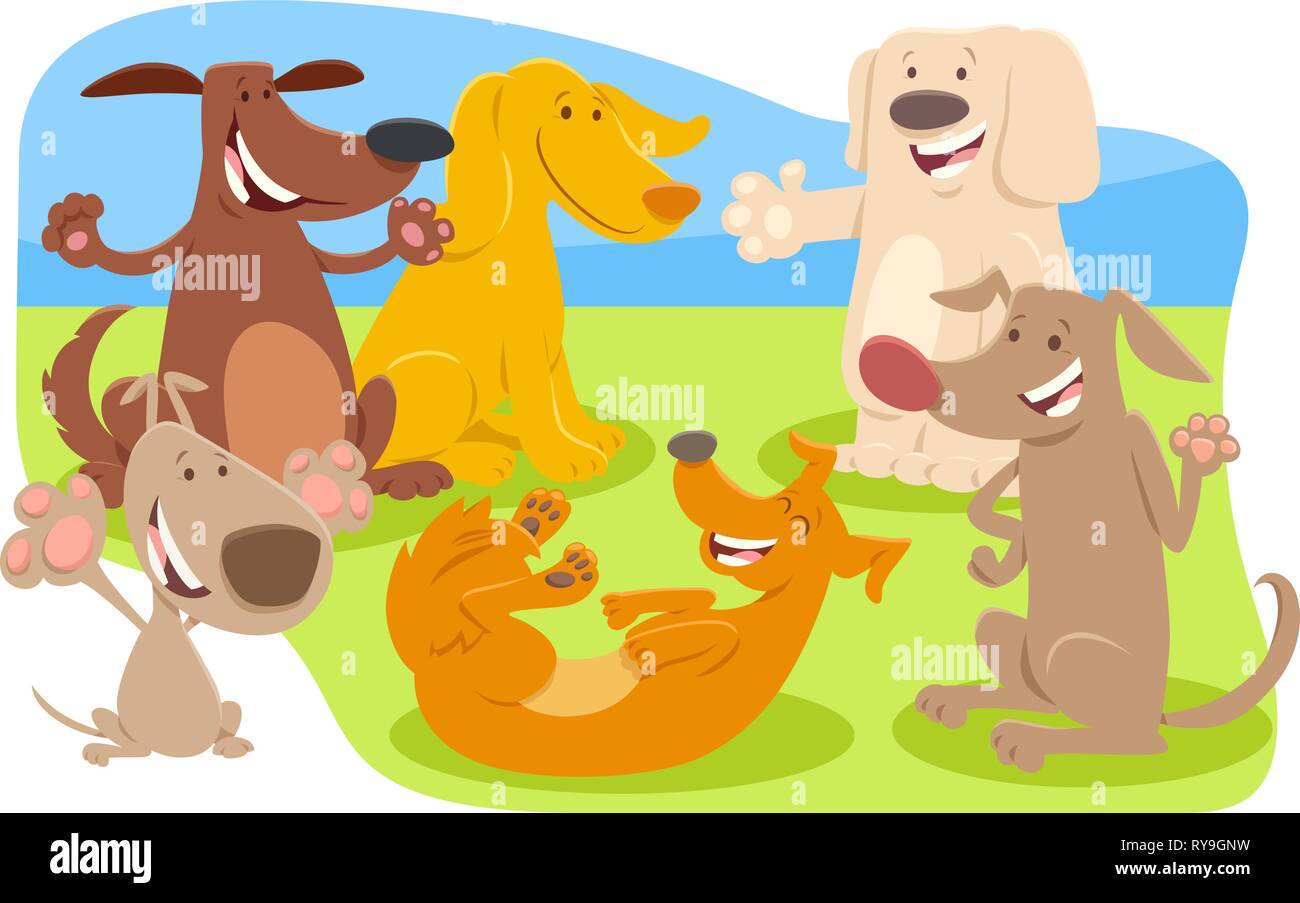 Cartoon Illustration of Dogs or Puppies Animal Characters Group Stock ...