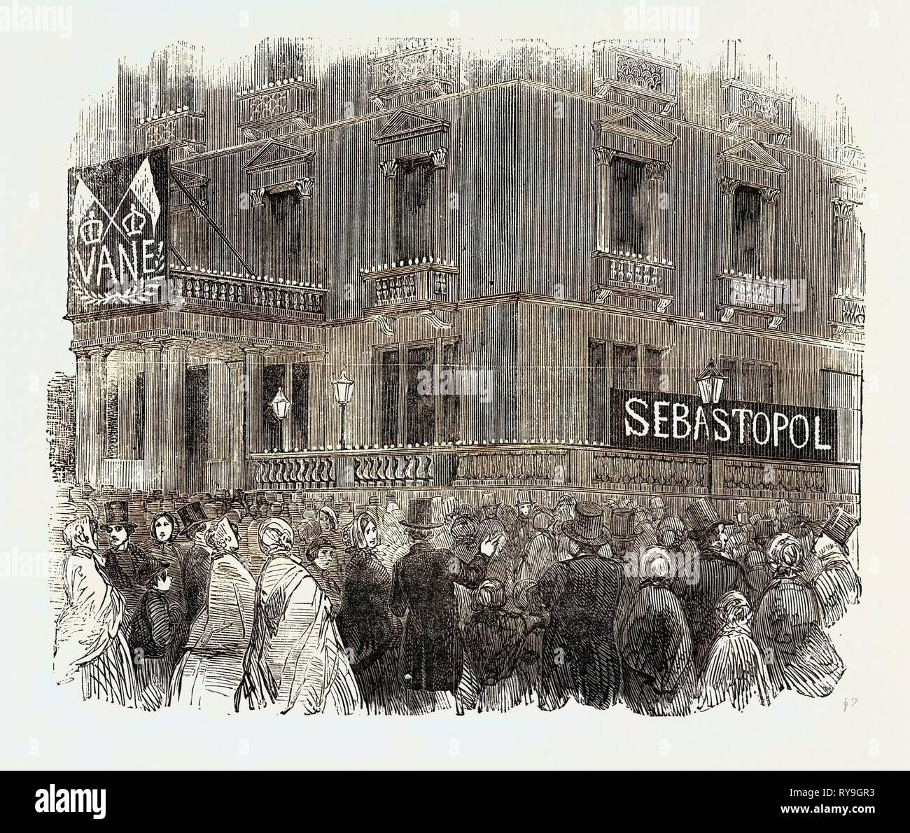 The Fall of Sebastopol, the French Embassy at Albert Gate, Illuminated ...