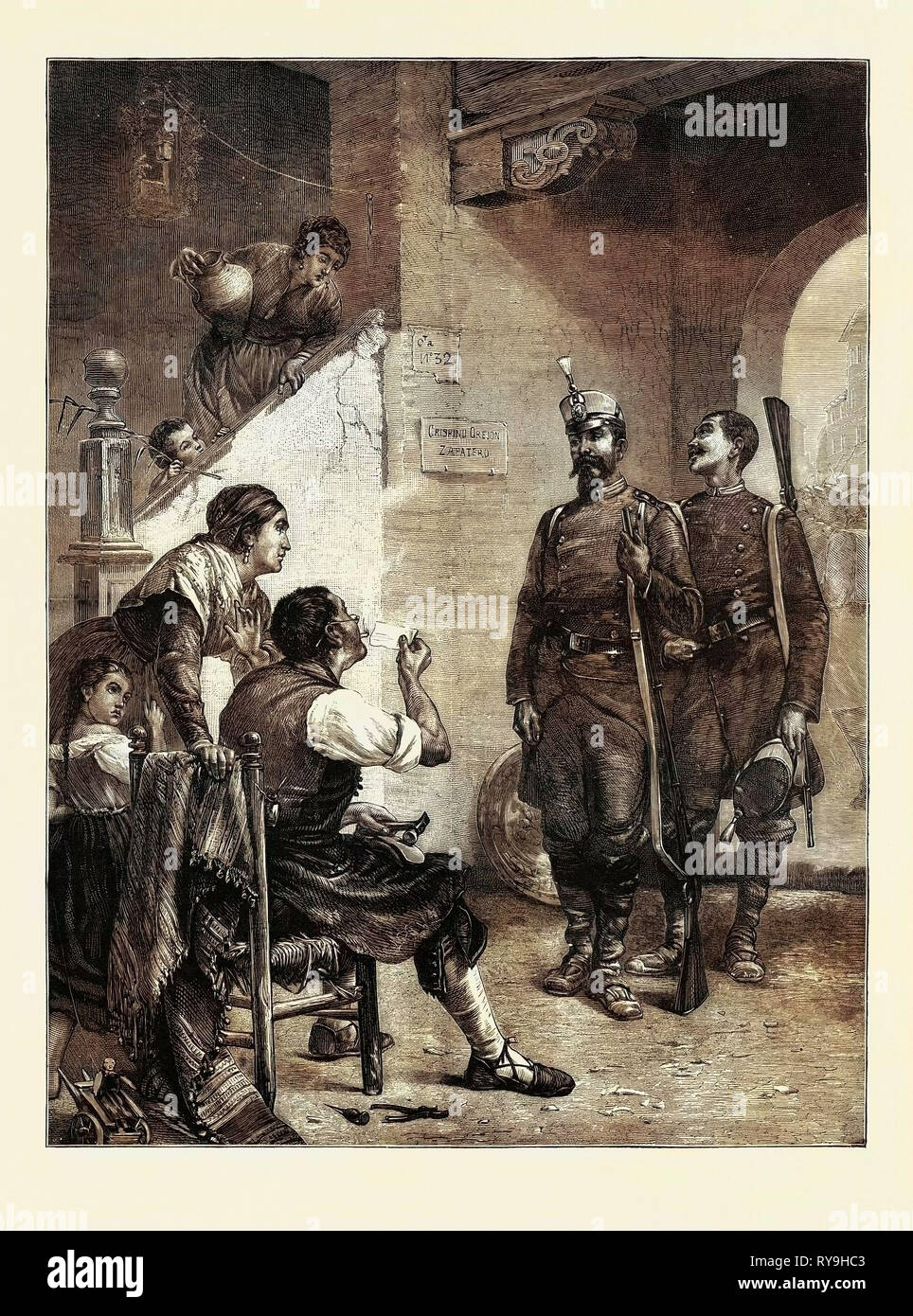 Billeted, Spain, 1874, from the Picture by Haynes Williams in the ...