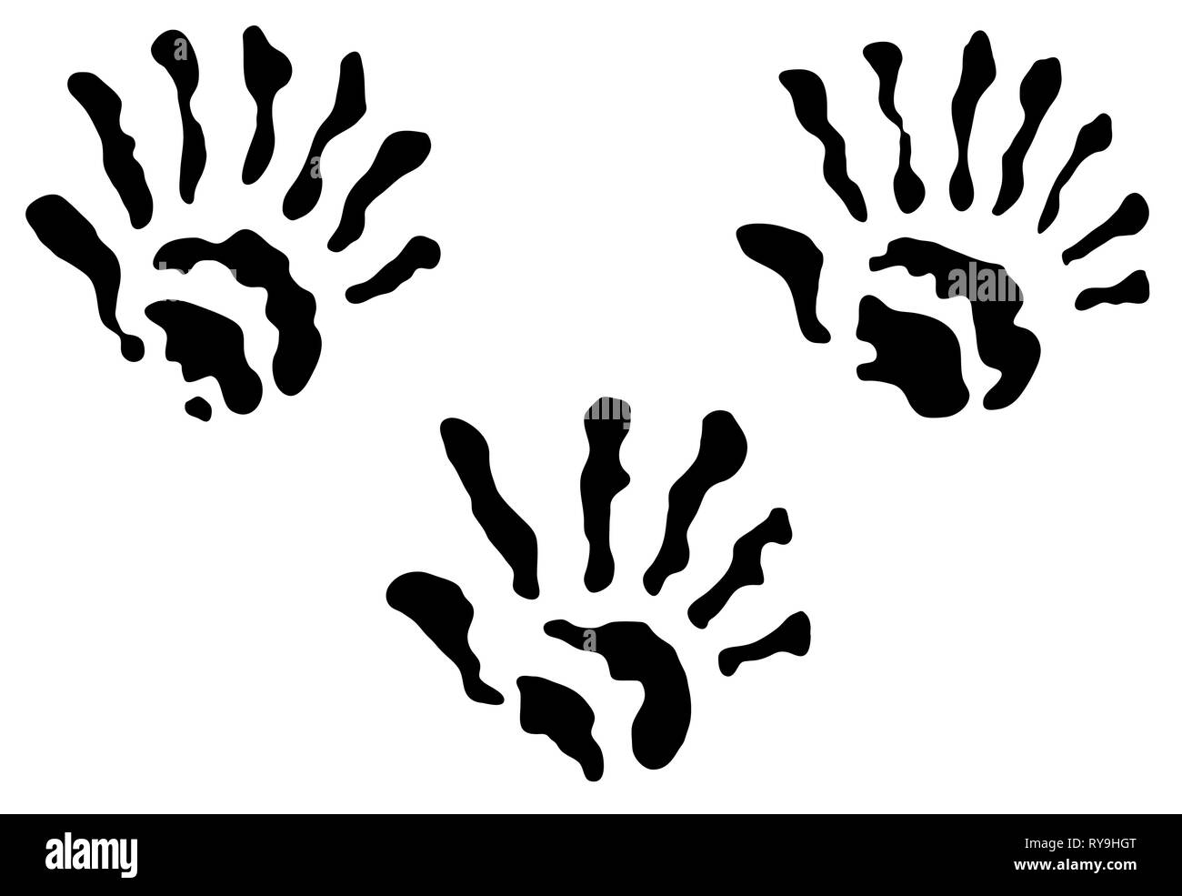 Extra fingers hand prints stencil black, vector illustration ...