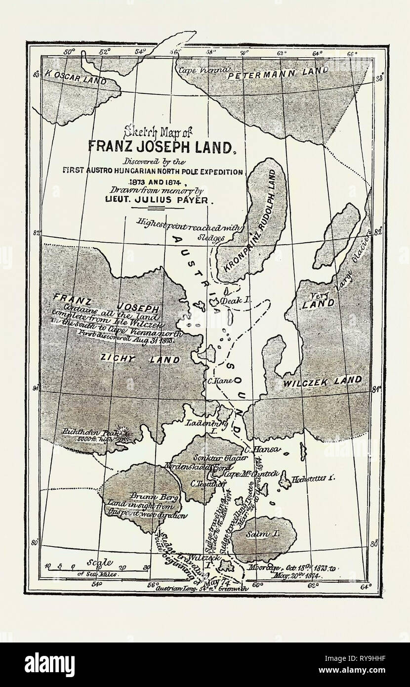 The Austrian Polar Expedition, Map of Franz Joseph Land, Discovered by ...