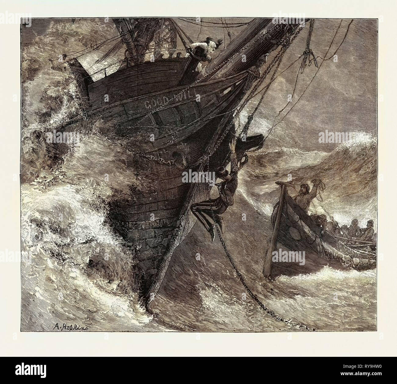 A Ship at Storm Stock Photo - Alamy