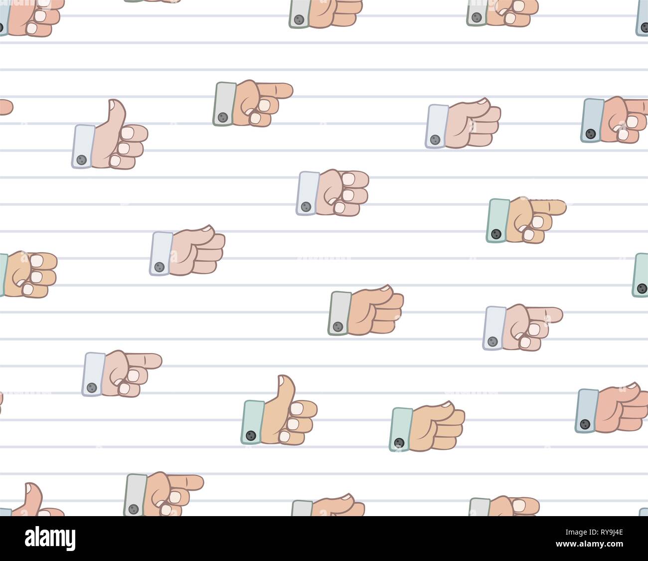 Hand gesture symbols, seamless repeating texture pattern, vector illustration, horizontal ...