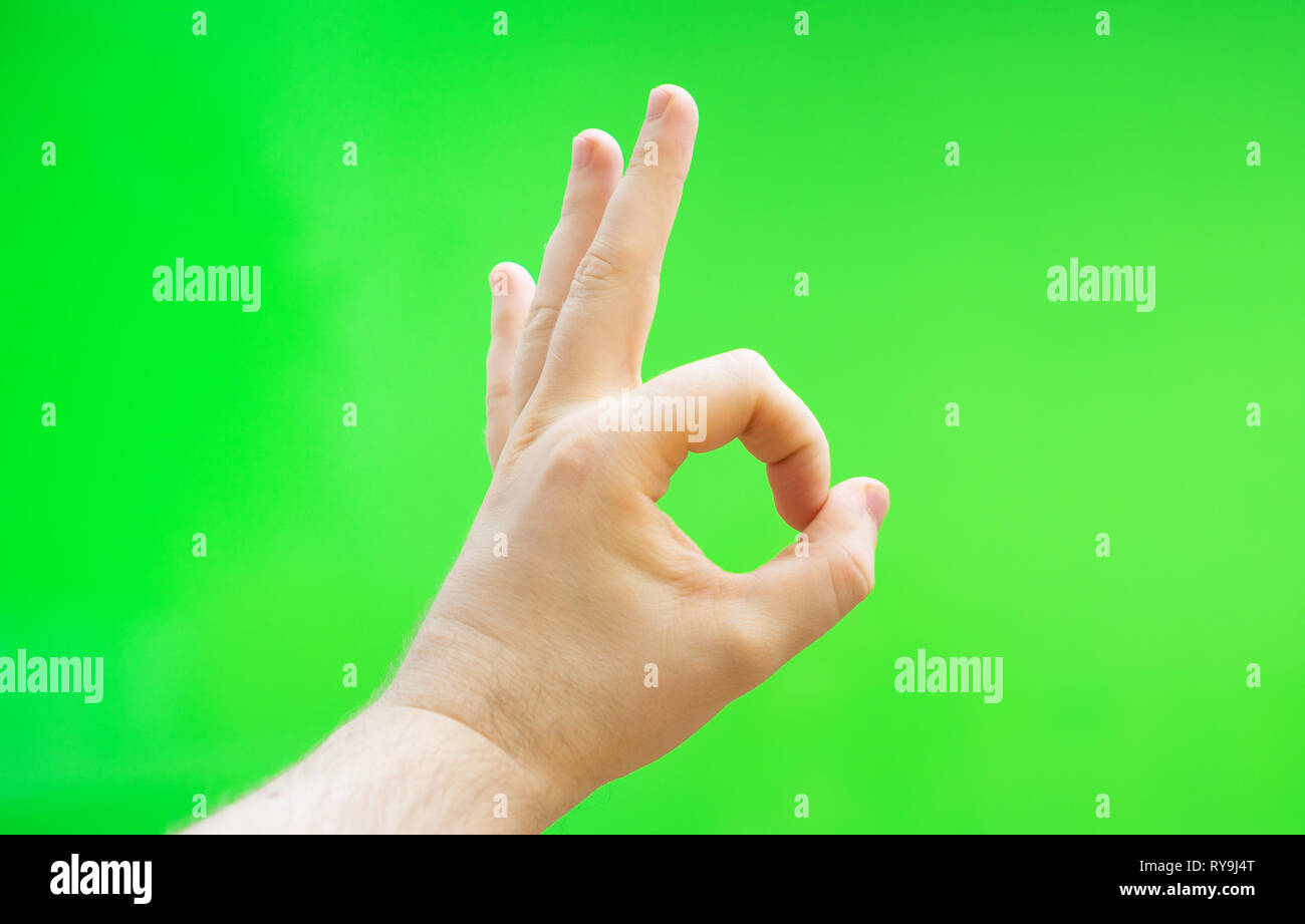 Ok sign green screen hi-res stock photography and images - Alamy