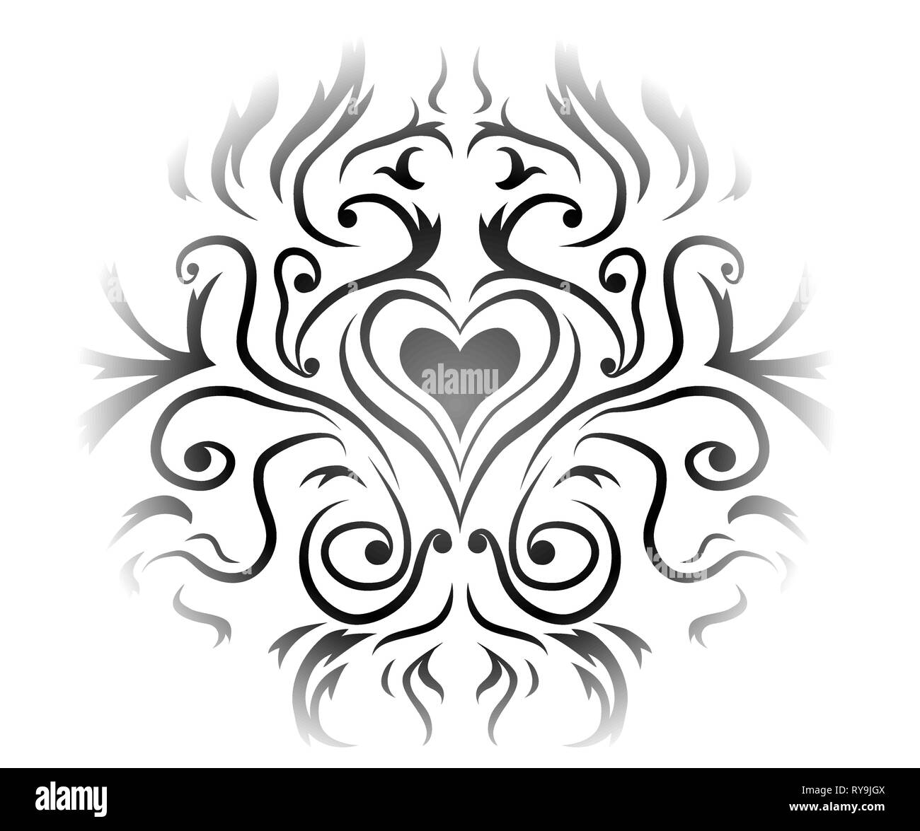 Heart Valentine decorative ornament design grey, vector illustration ...