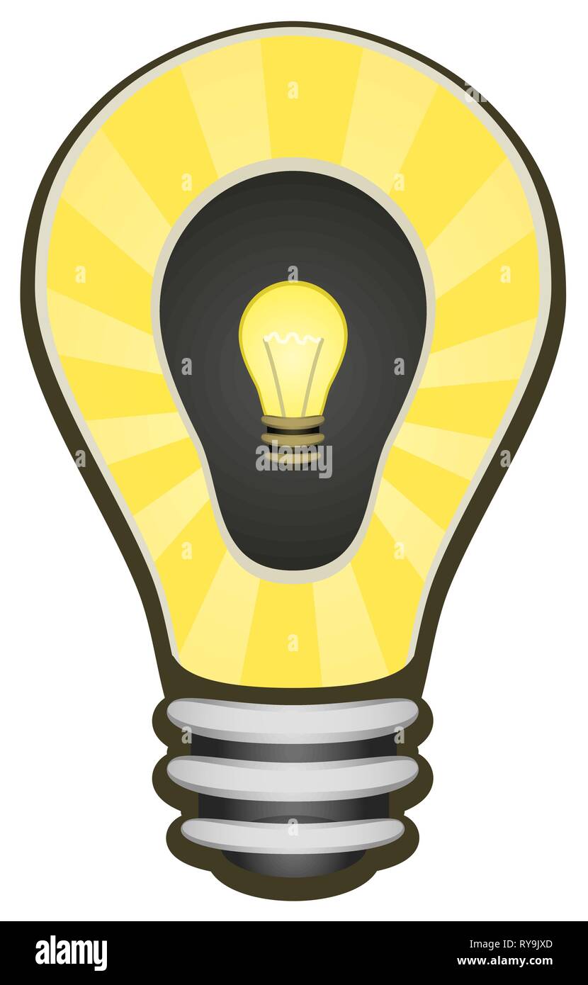 Light bulb electric double inner surreal cartoon, vector, vertical ...