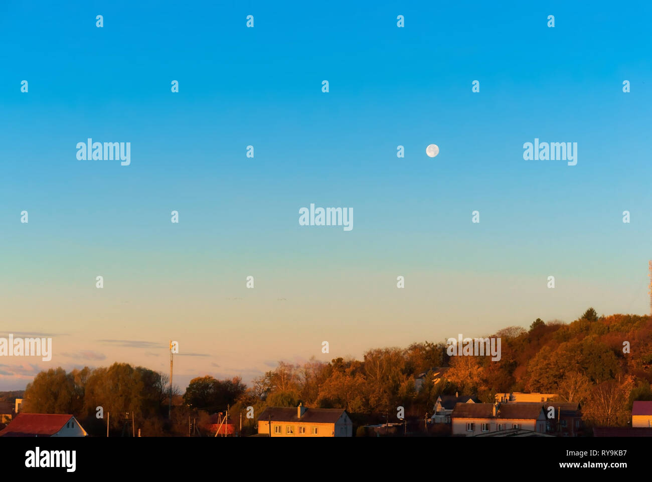 Moonlight over village hi-res stock photography and images - Alamy