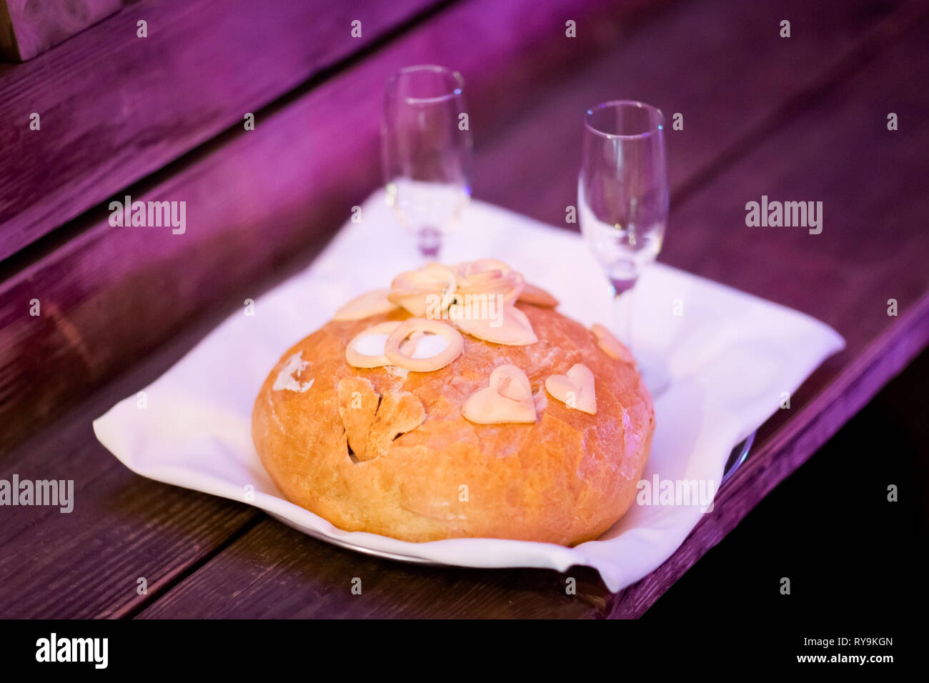 Wedding bread with salt and wodka detail - traditional polish inviting ...