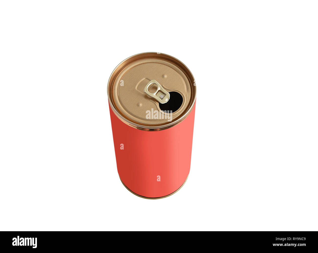 Aluminum open beer can. View from above. White isolate Stock Photo - Alamy