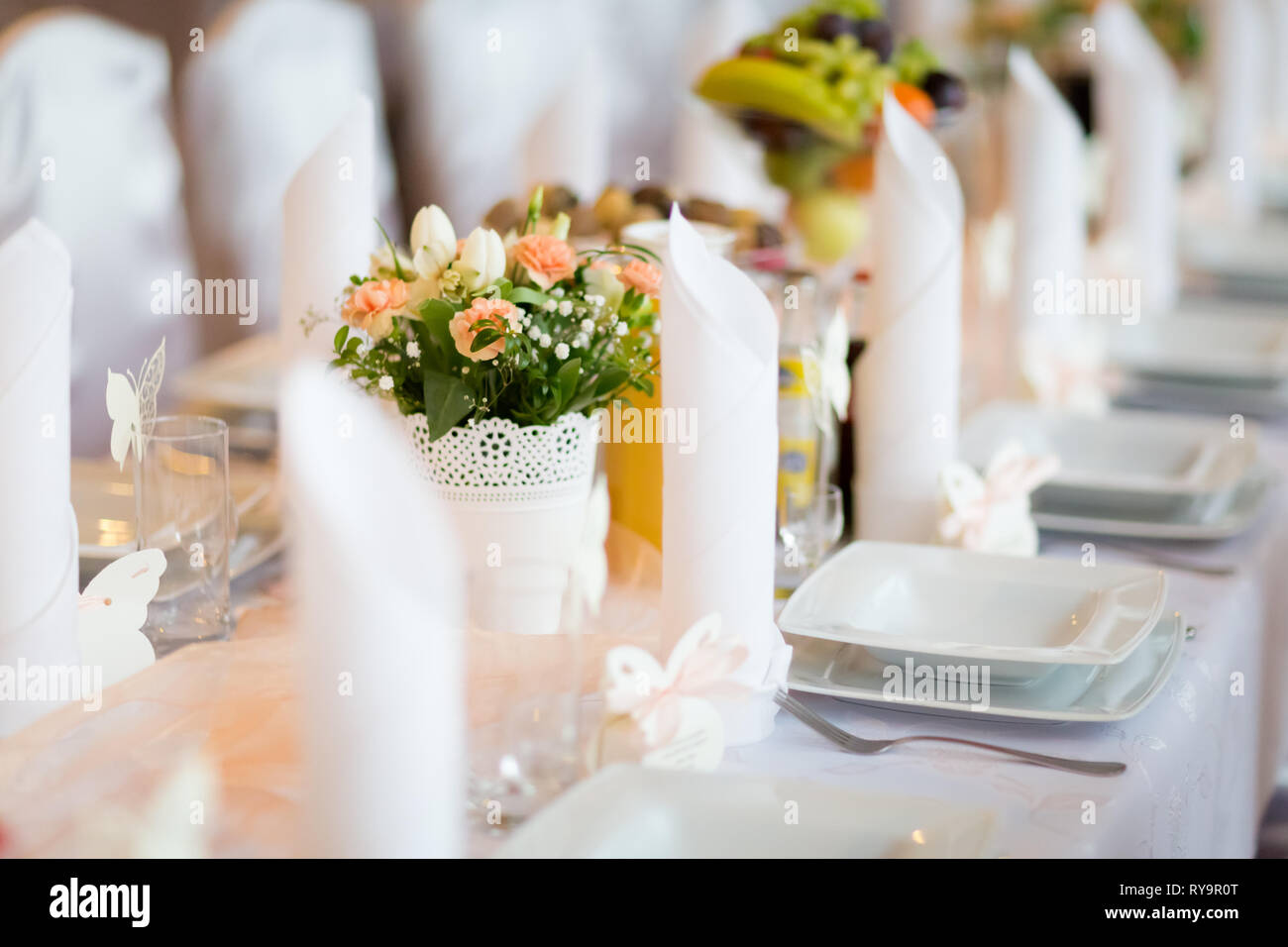 Reception tables beautifully decorated ready for wedding - Bride and ...