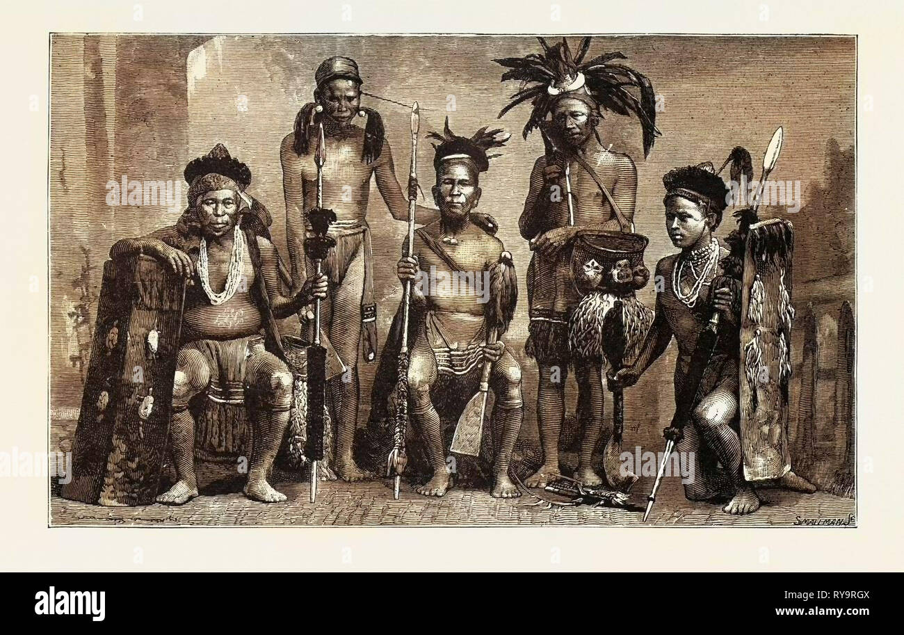 Group of Baupara Nagas, from the Eastern Frontier of India, Engraving ...