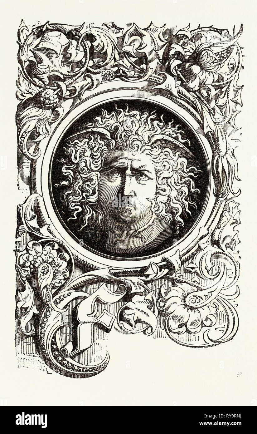 Ornamental Initial Classic Style, Engraving 1882 Stock Photo - Alamy