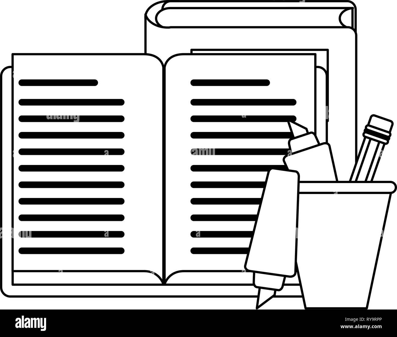 School and education supplies black and white Stock Vector Image & Art ...