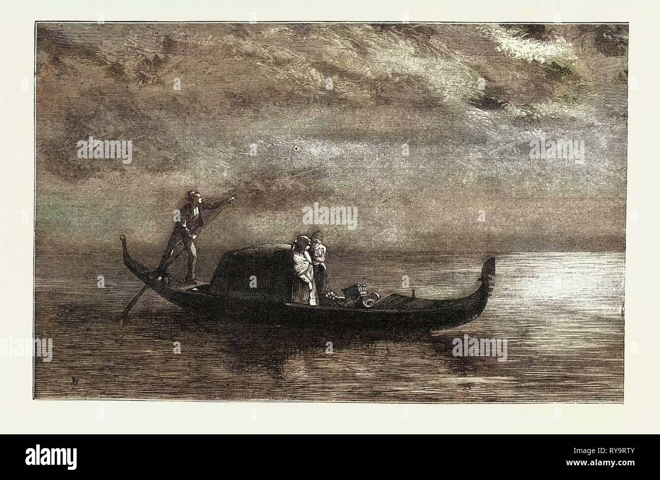 Moonlight on the Lagoons, Venice, Italy, Engraving 1882 Stock Photo - Alamy