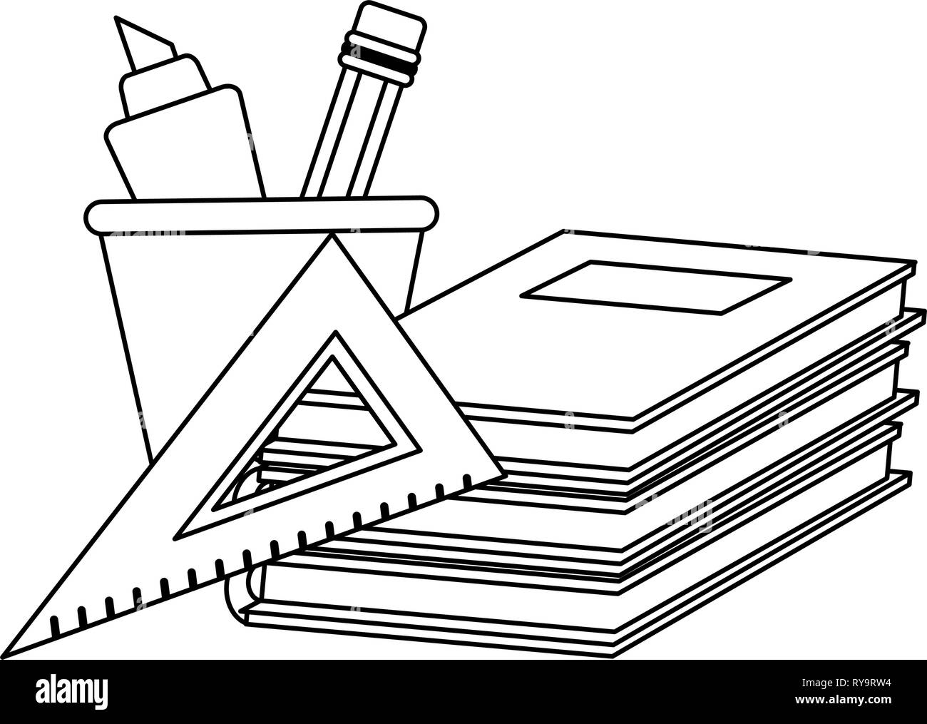 School and education supplies black and white Stock Vector Image & Art ...