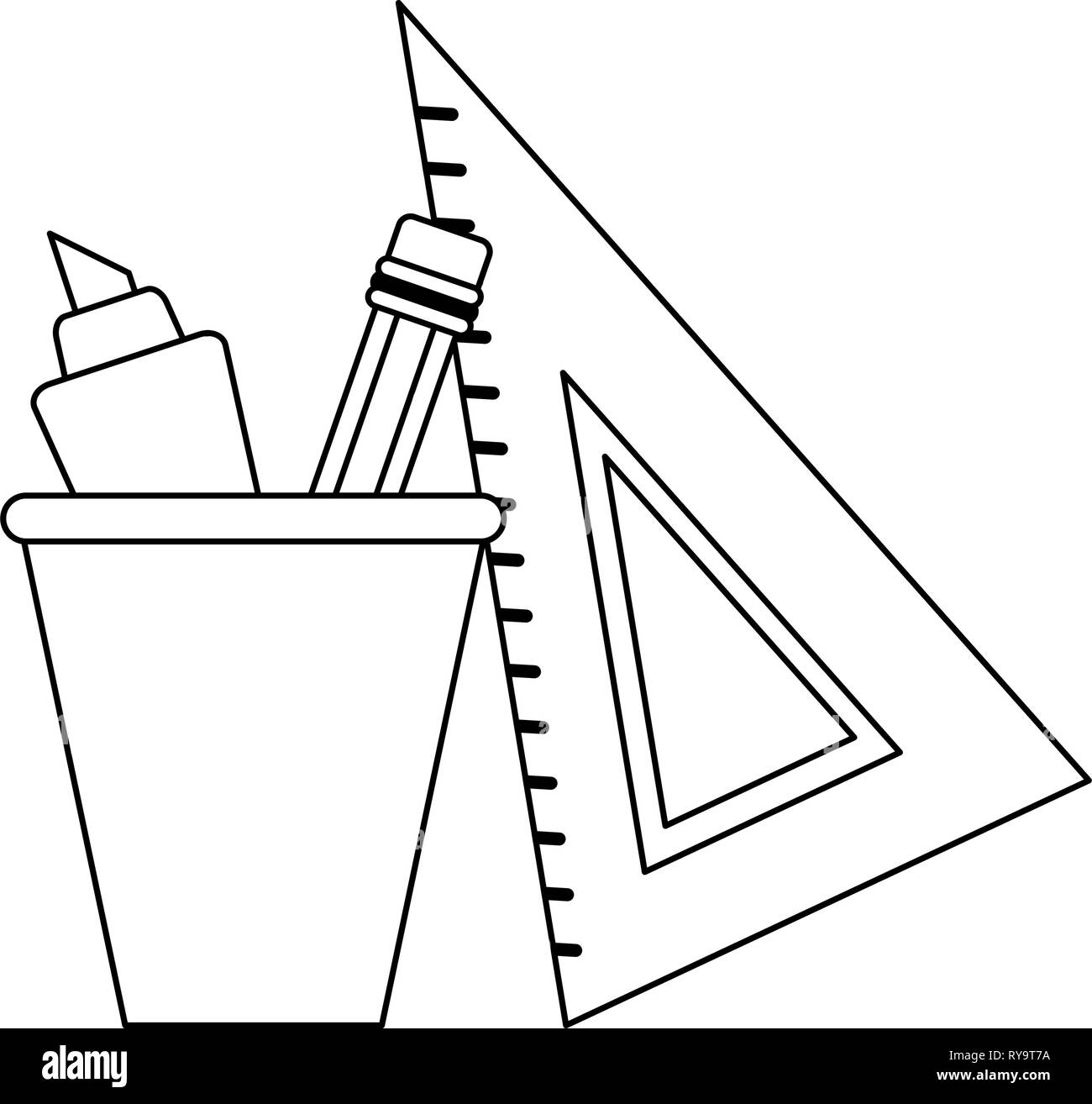 School and education supplies black and white Stock Vector Image & Art ...
