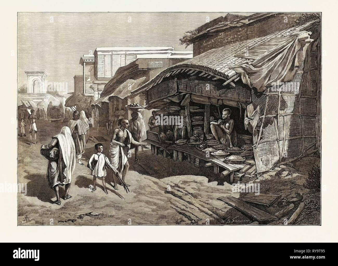 Native Shop in Bazaar Street, Calcutta Stock Photo - Alamy