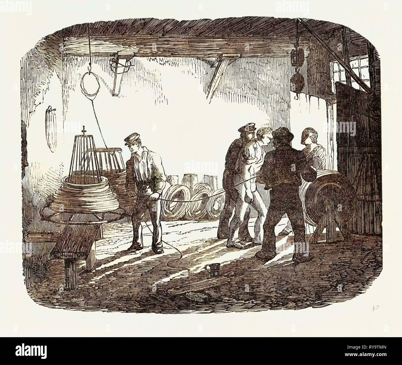 Winding the Iron Wire on the Bobbin Stock Photo - Alamy