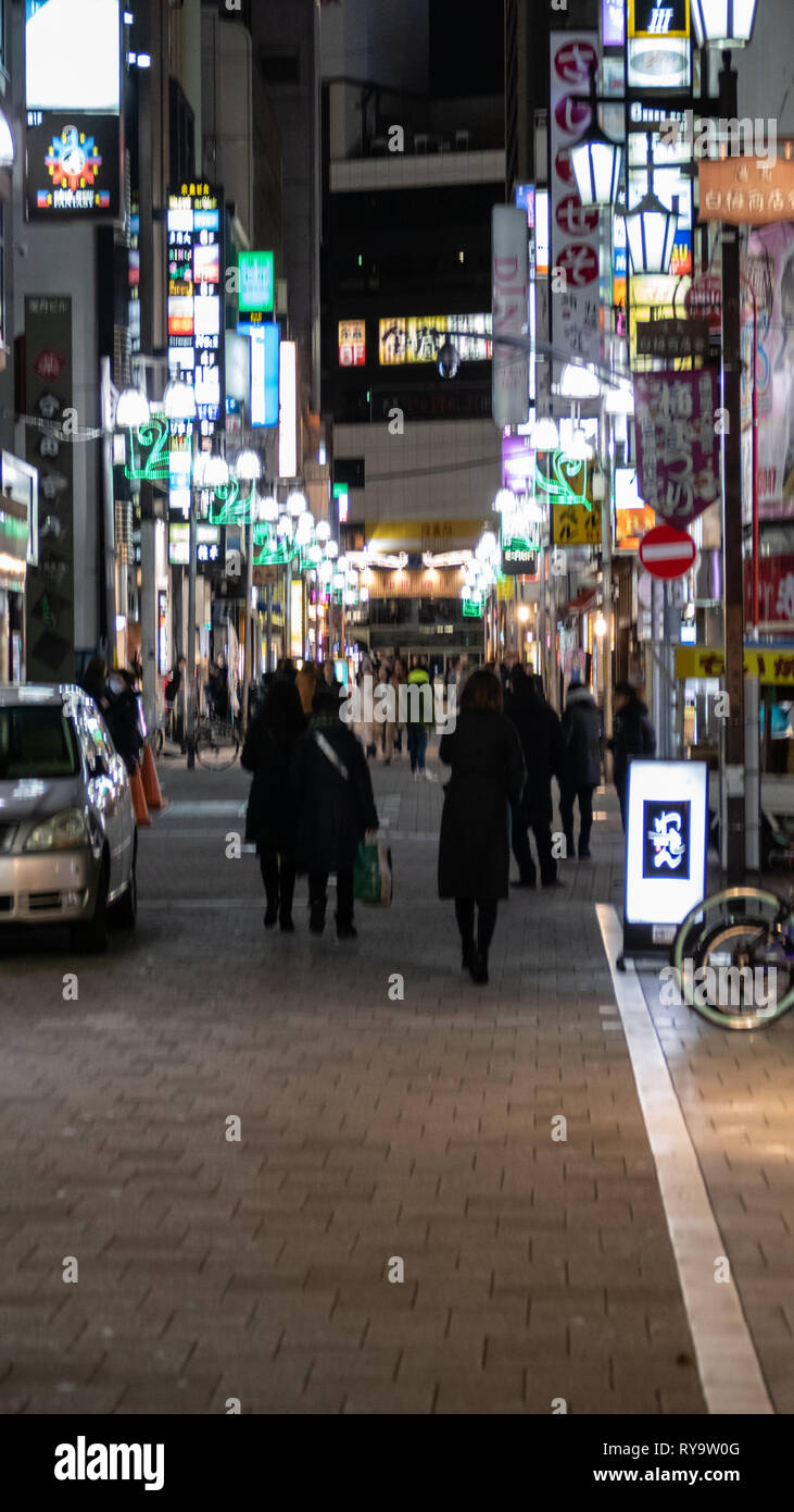 TOKYO, JAPAN - FEBRUARY 7, 2019: People in Nakacho, Ueno, a red-light ...