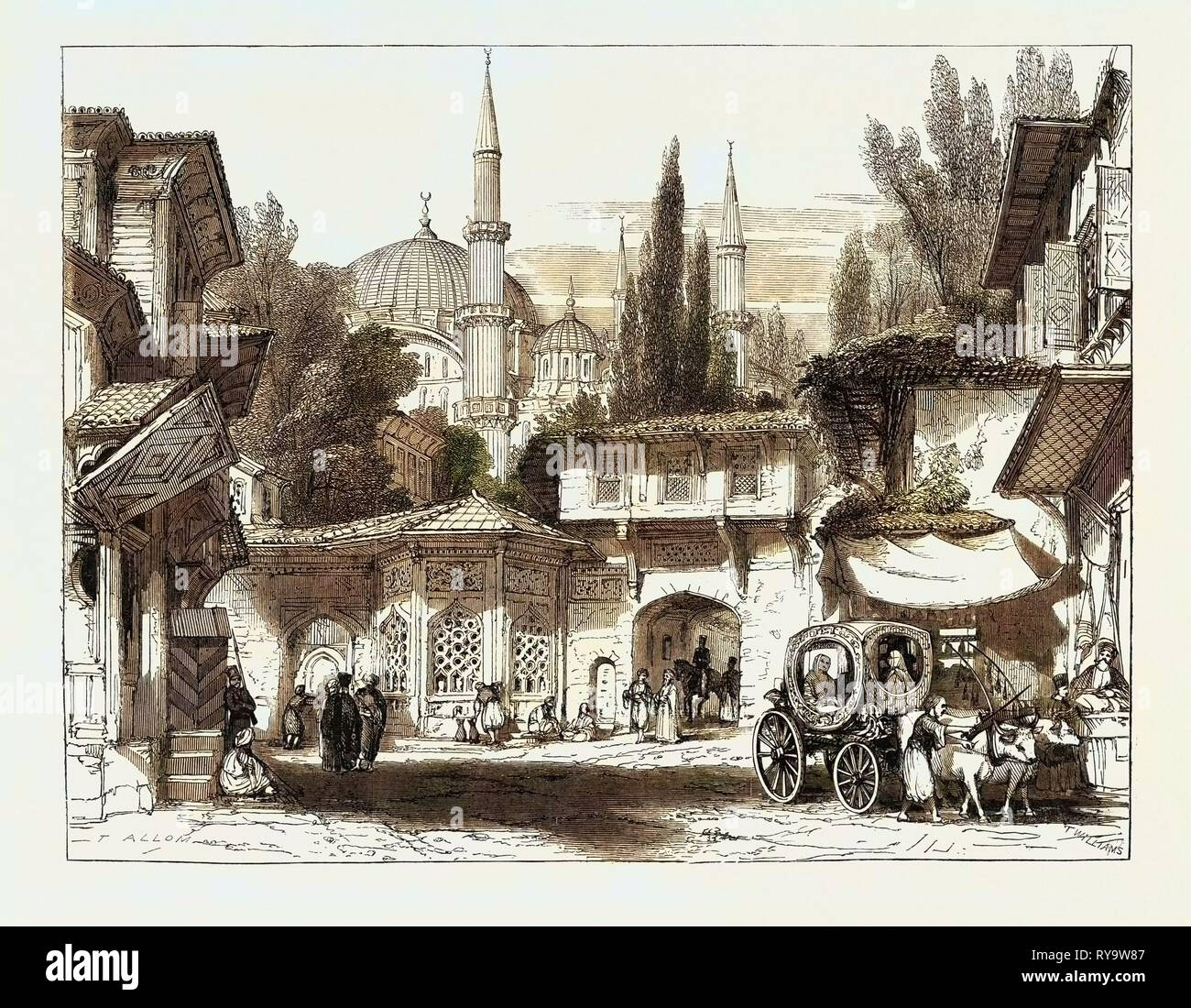 A Street in Constantinople, with the Fountain and Mosque of Sultan ...