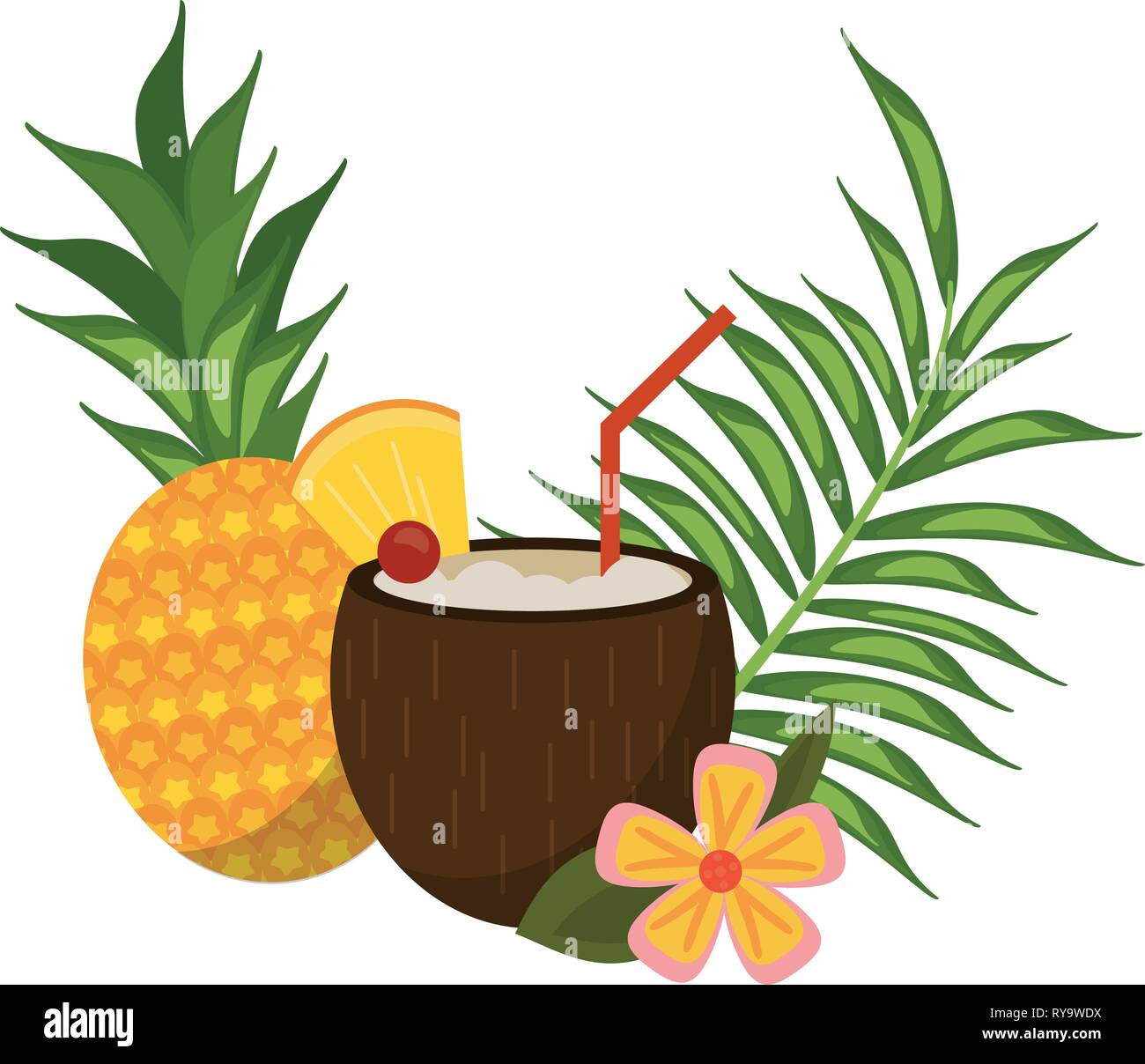 Tropical pineapple coconut beverage Stock Vector Images - Alamy