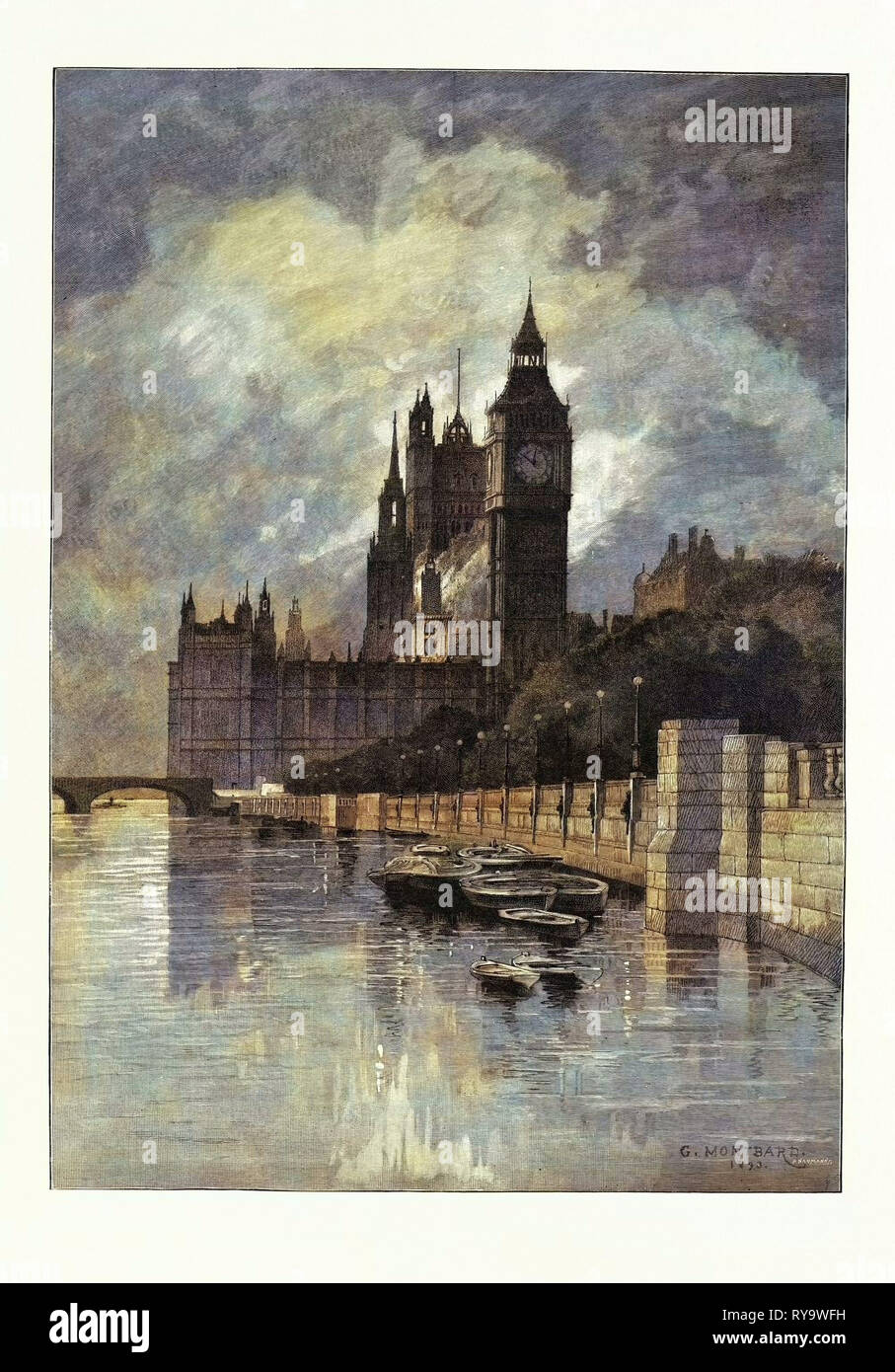 The Houses of Parliament, Westminster, London, UK, 1893, 1893 Engraving ...