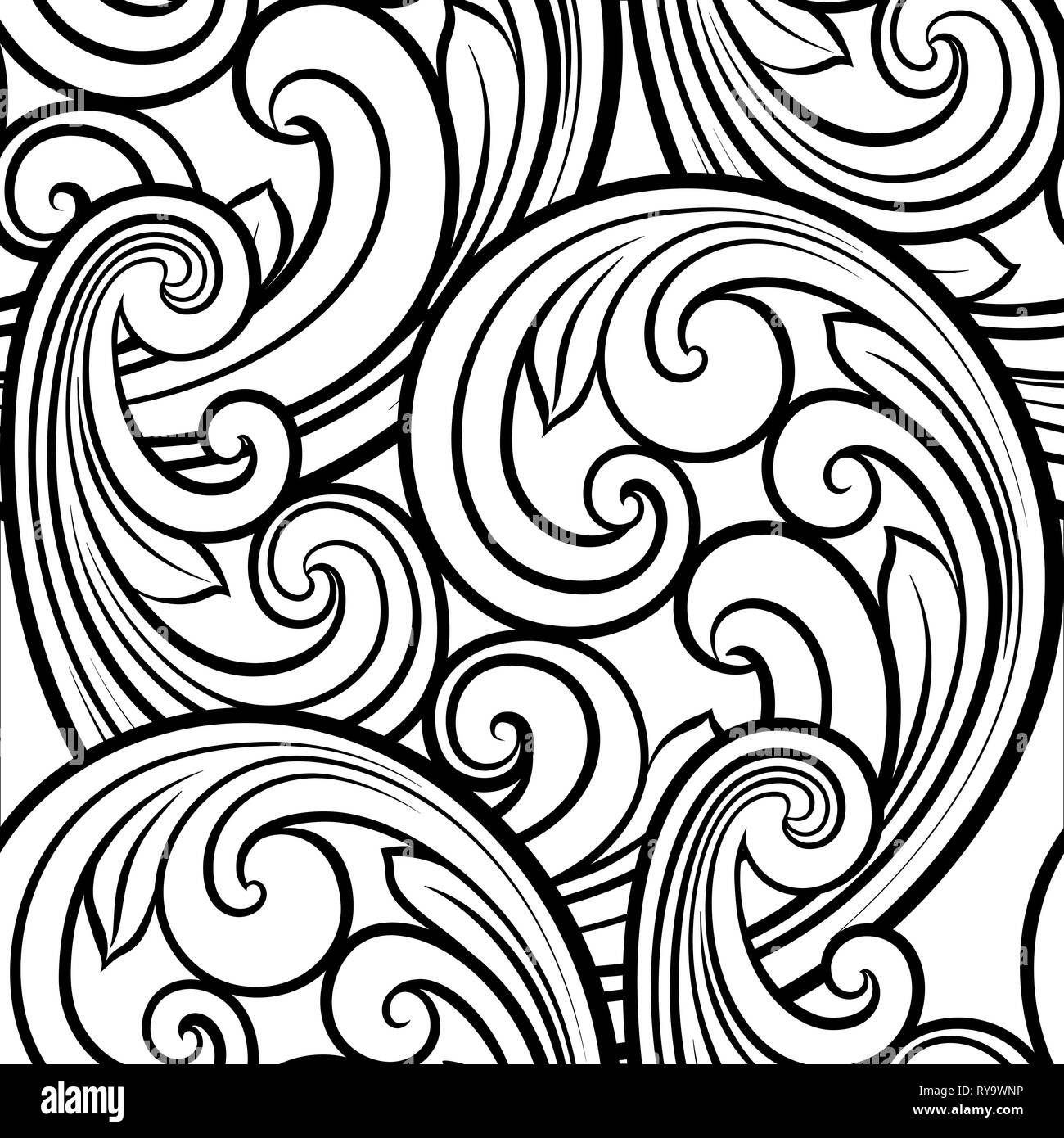 Seamless baroque scrolls line pattern in eastern or arabic style ...