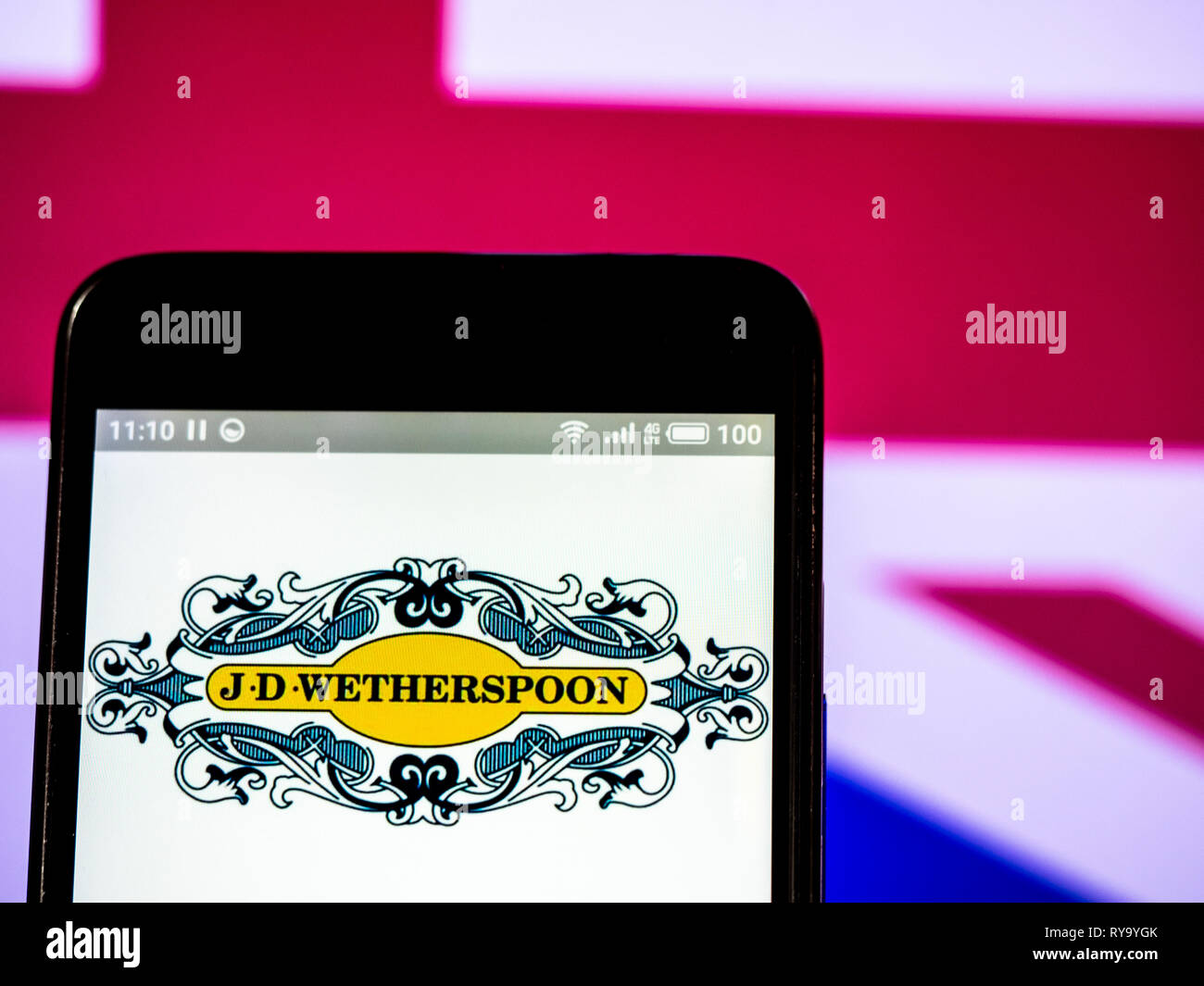 J D Wetherspoon plc company logo seen displayed on smart phone Stock ...