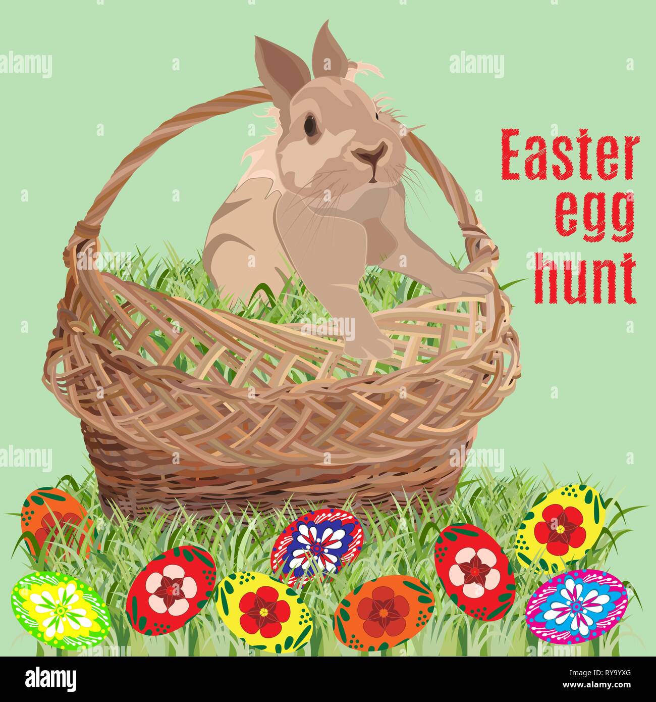 Easter egg hunt poster banner template, vector illustration Stock ...