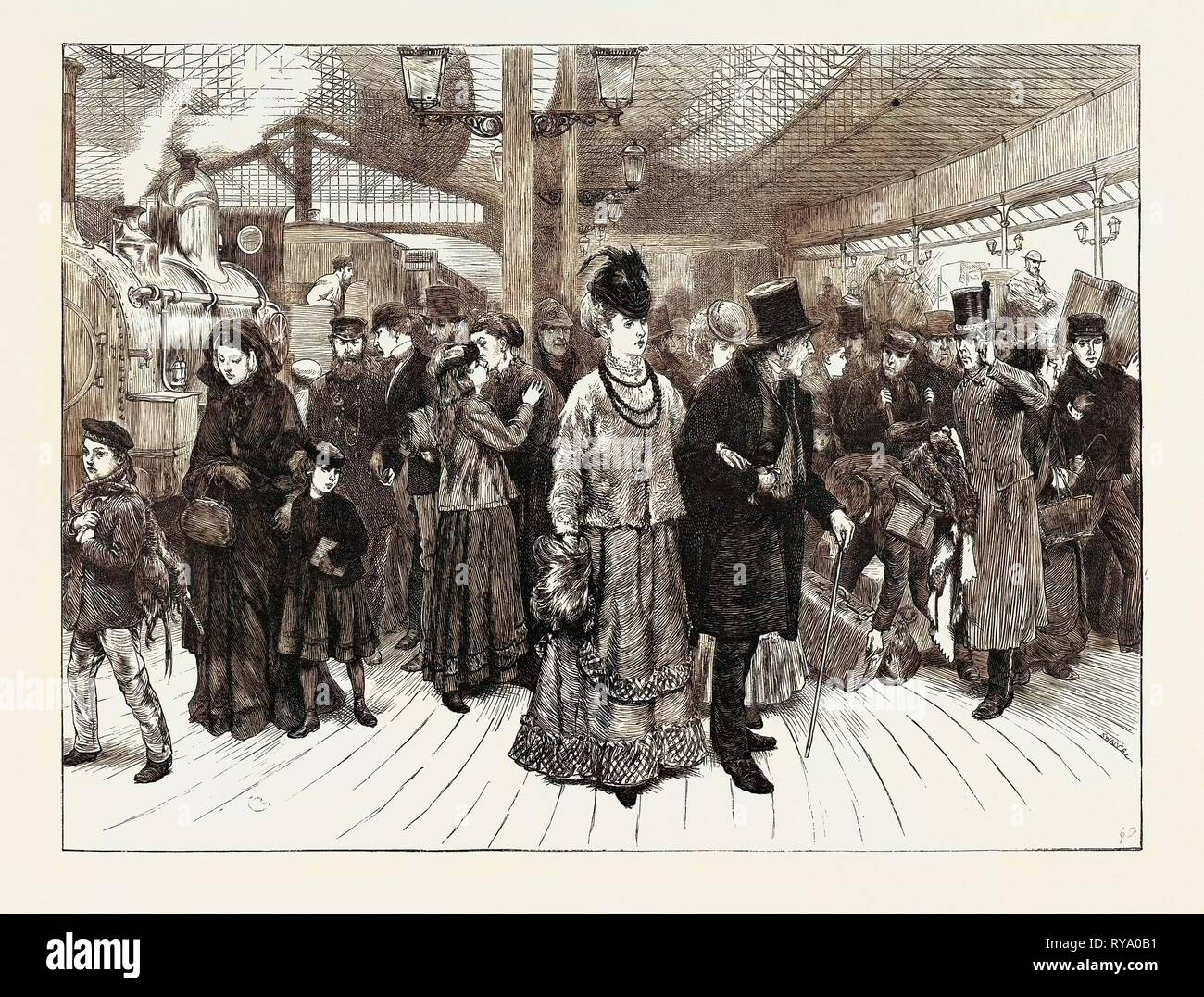 The Railway Station, 1870 Stock Photo - Alamy