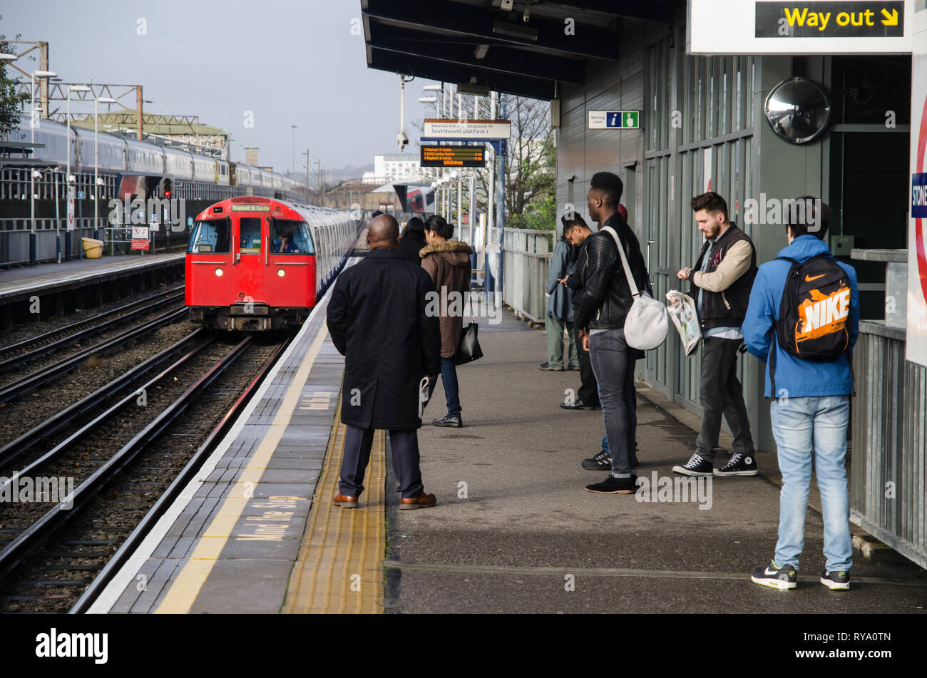 London Underground Train at Stonebridge Park station. London England UK ...