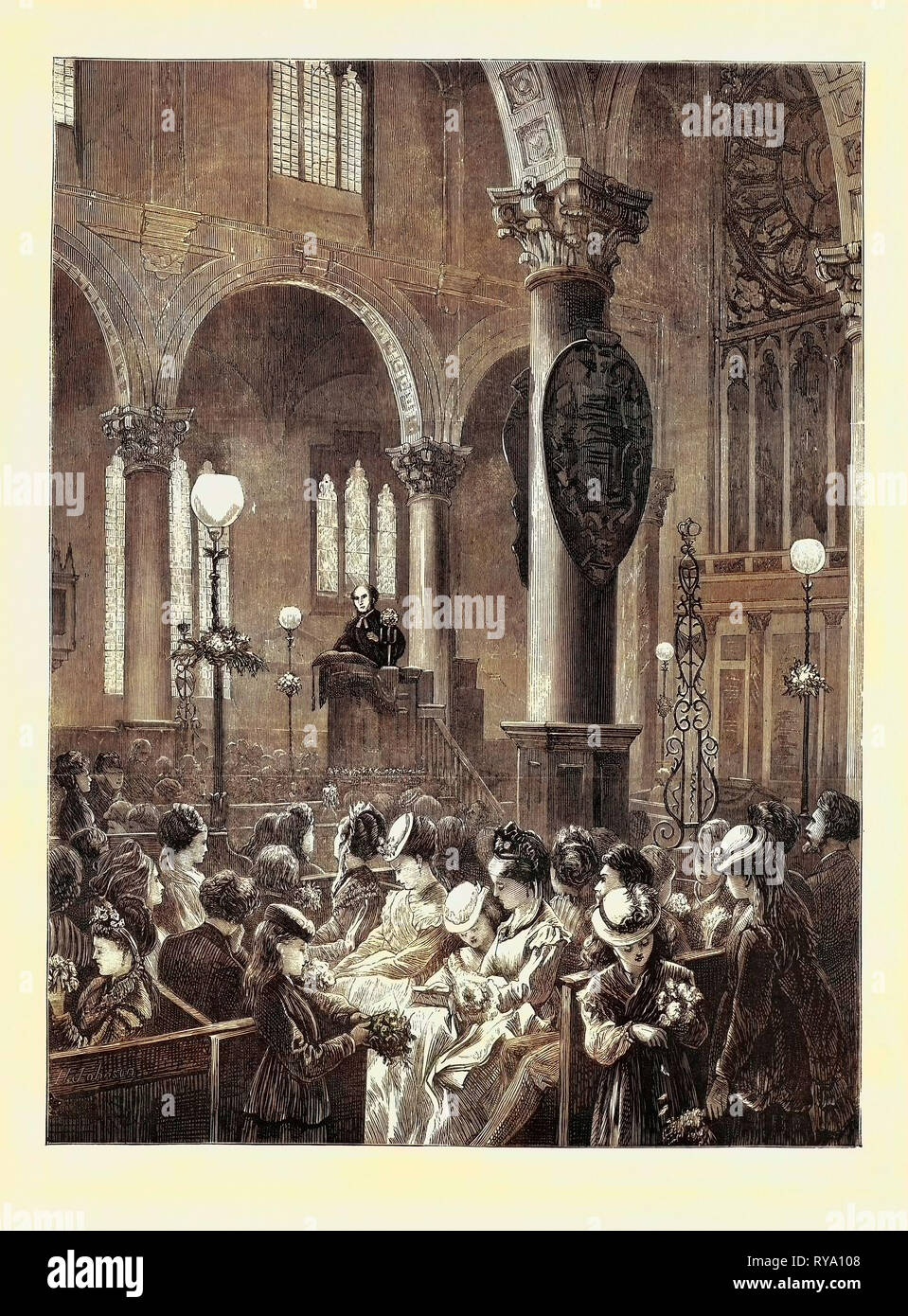 Flower Sermon at St. Katherine Cree, Leadenhall Street, 1870 Stock ...