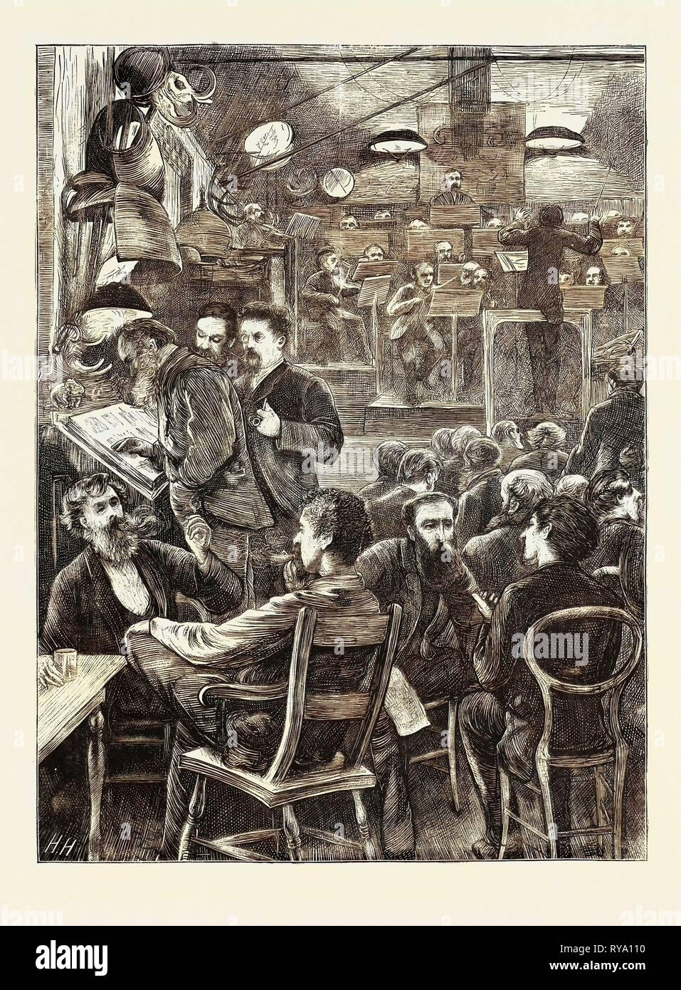 A 'Smoking Concert' by the Wandering Minstrels, 1870 Stock Photo - Alamy