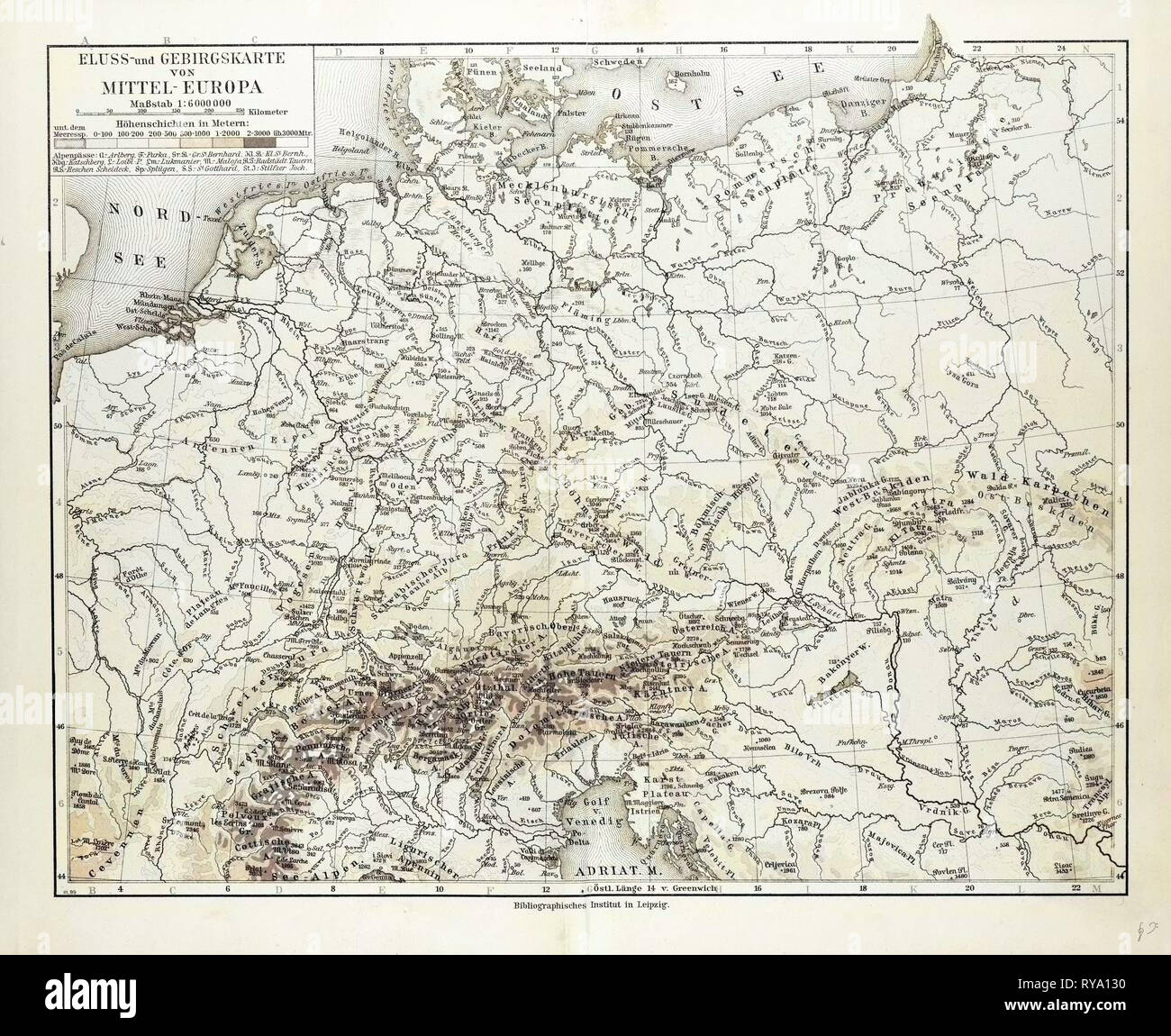 Map of Central Europe 1899 Stock Photo - Alamy
