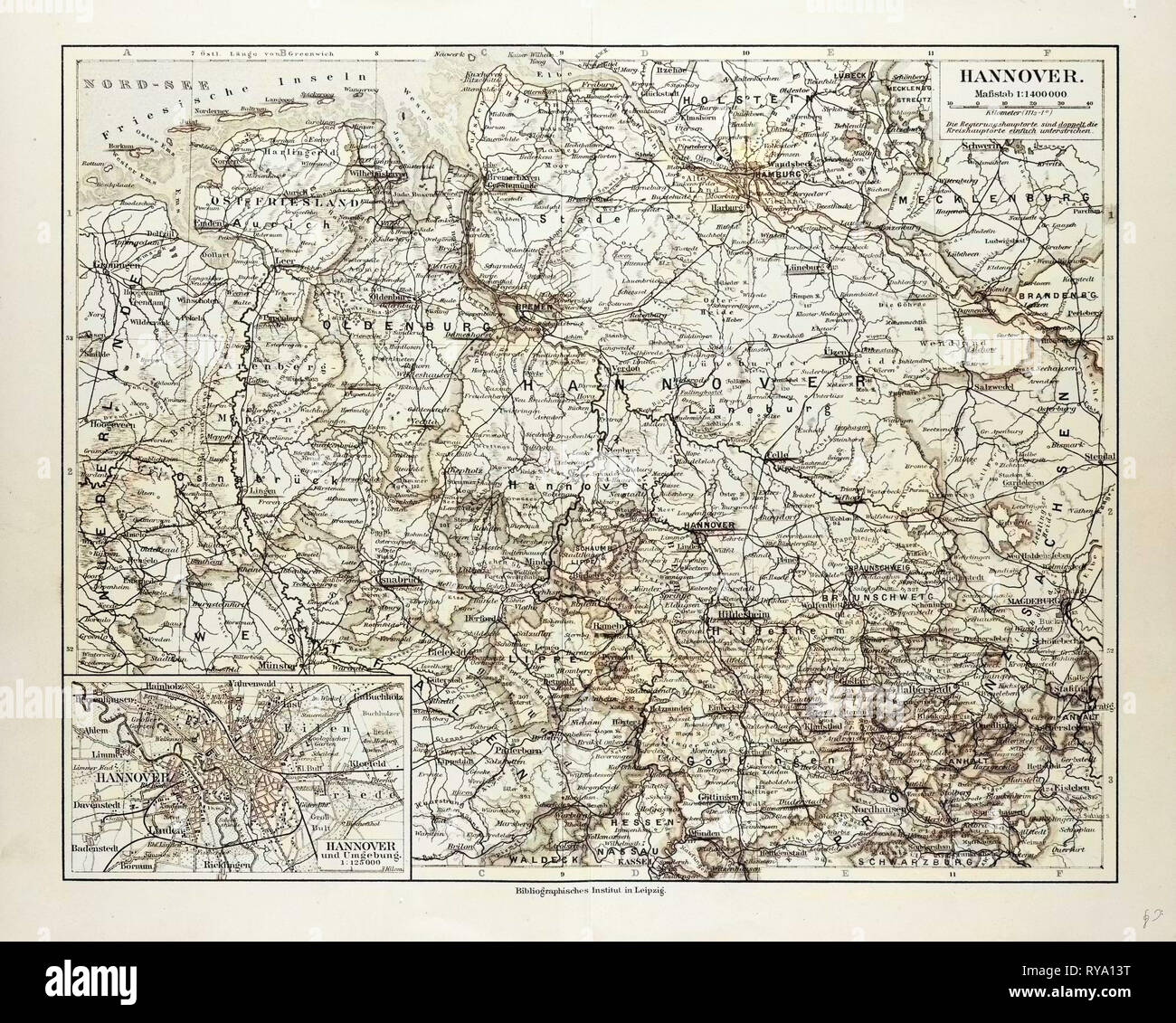 Map of Hannover Germany 1899 Stock Photo - Alamy