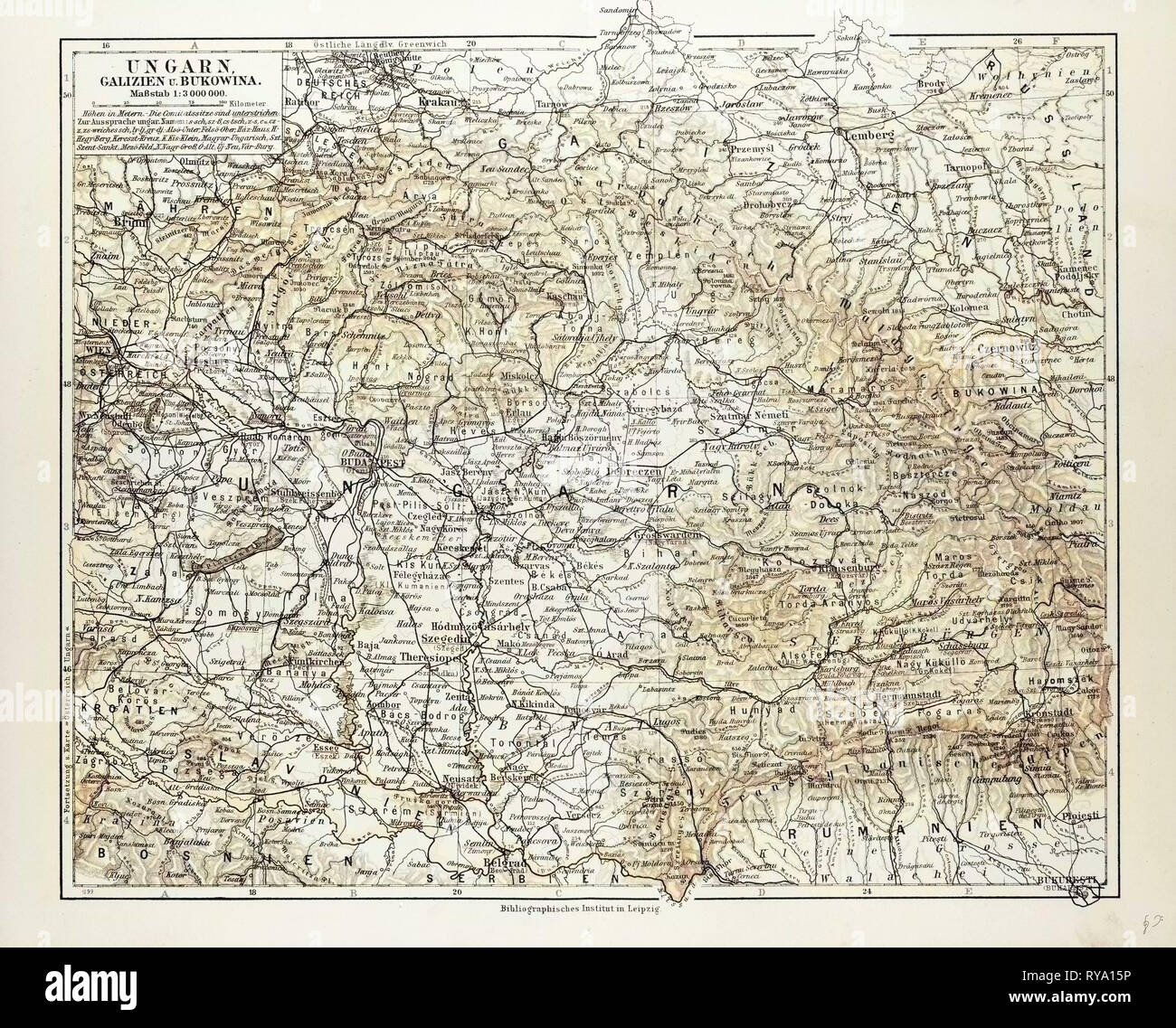 Map of Hungary 1899 Stock Photo - Alamy