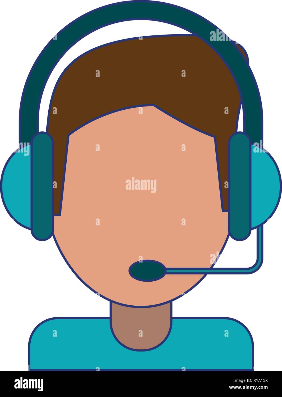 Man with headset avatar symbol blue lines Stock Vector Image & Art - Alamy